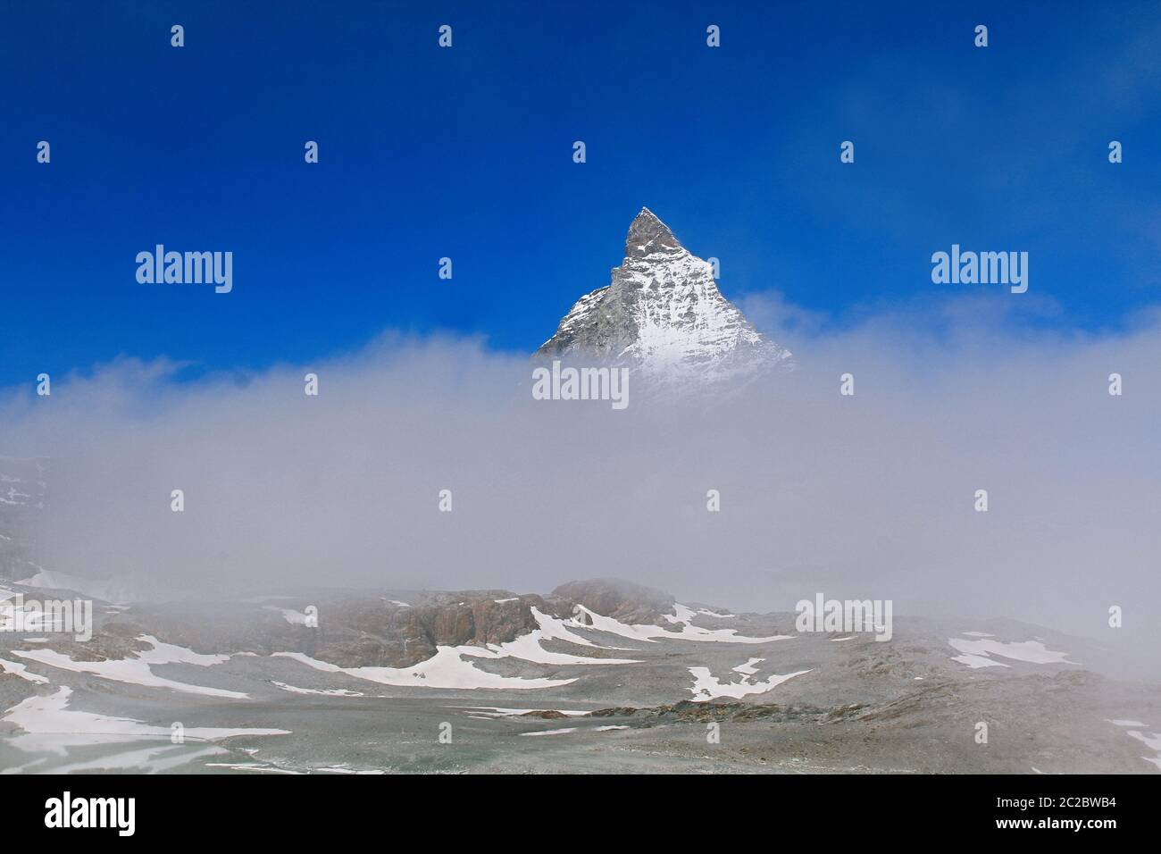 Mount Matterhorn. The height of the peak is 4478 meters. View from the ...