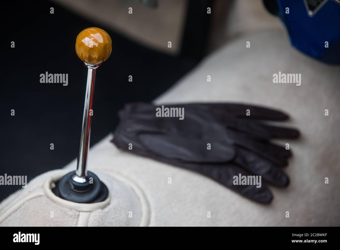 Close up horizontal shot of the gear shifter of a vintage car Stock ...