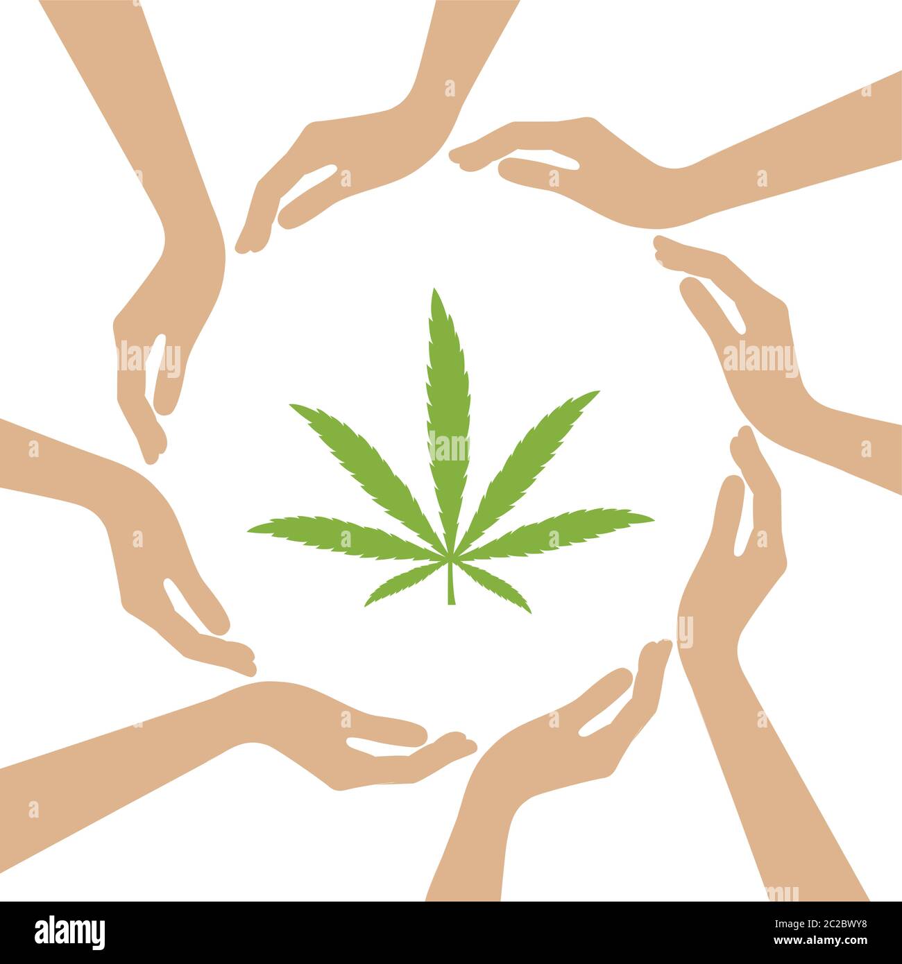 Leaf marijuana in hand Stock Vector Images - Alamy