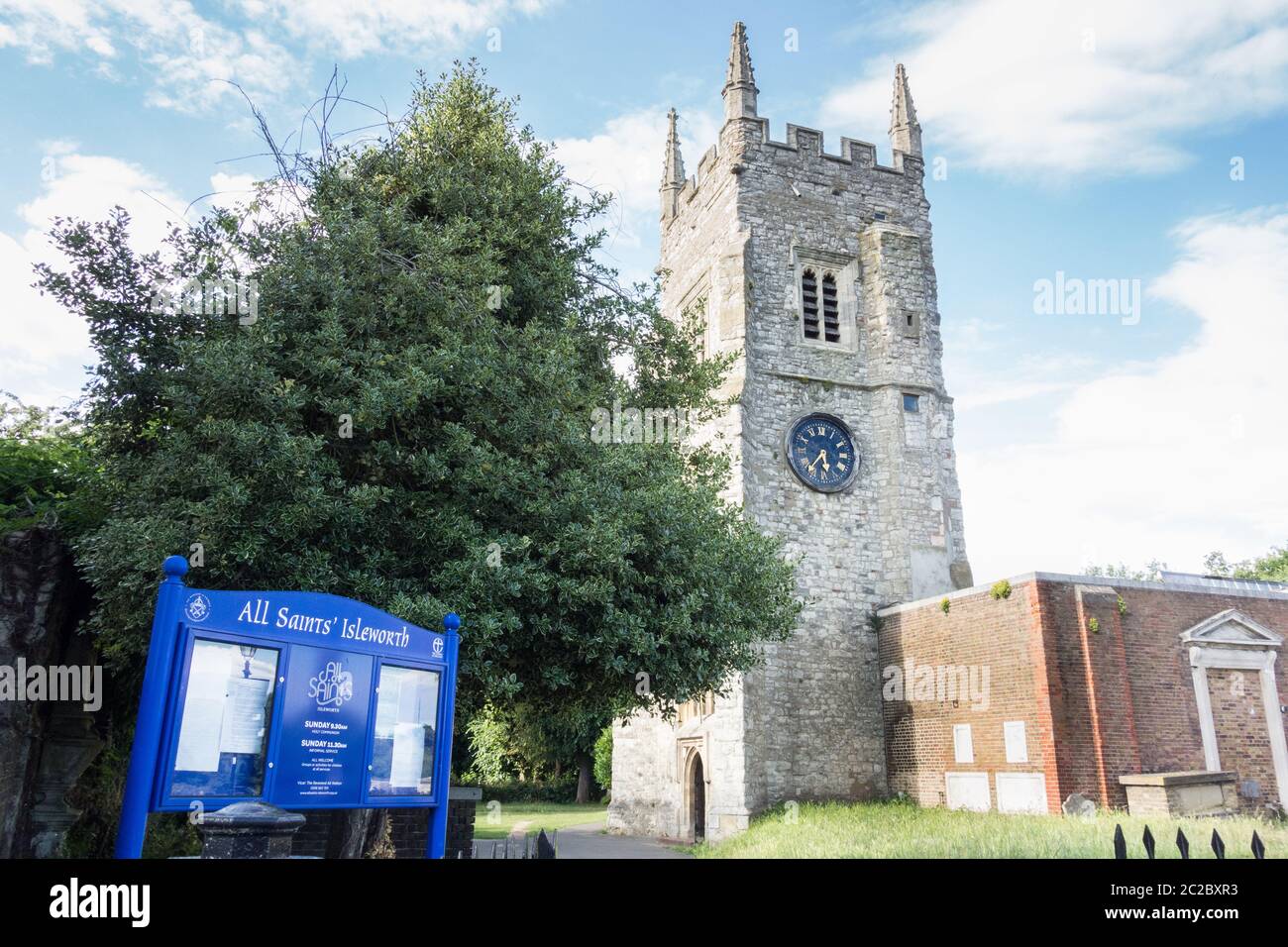 All Saints' Parish Church tower, Isleworth, Middlesex, UK Stock Photo ...