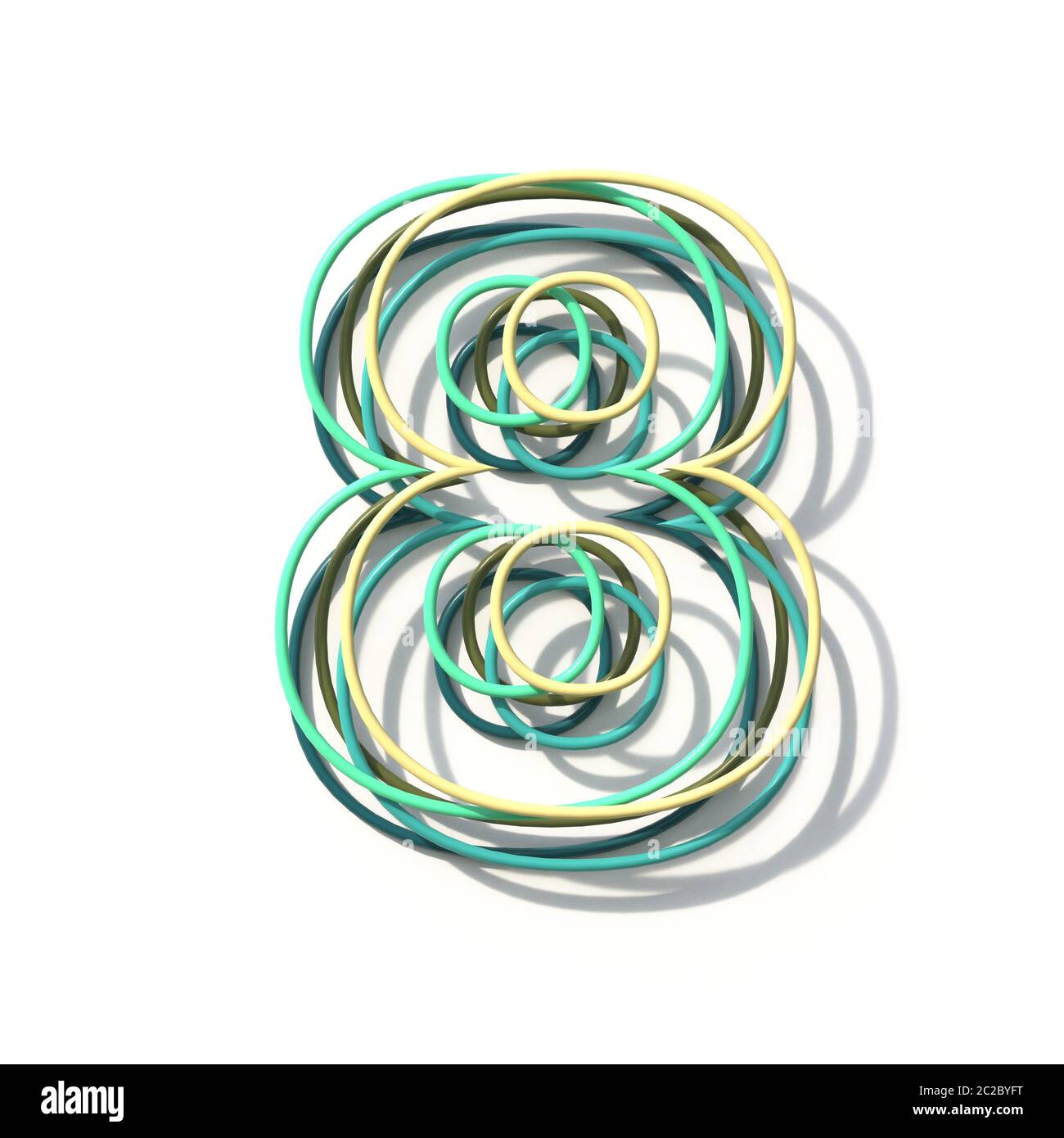 Three colors line font Number 8 EIGHT 3D rendering illustration ...