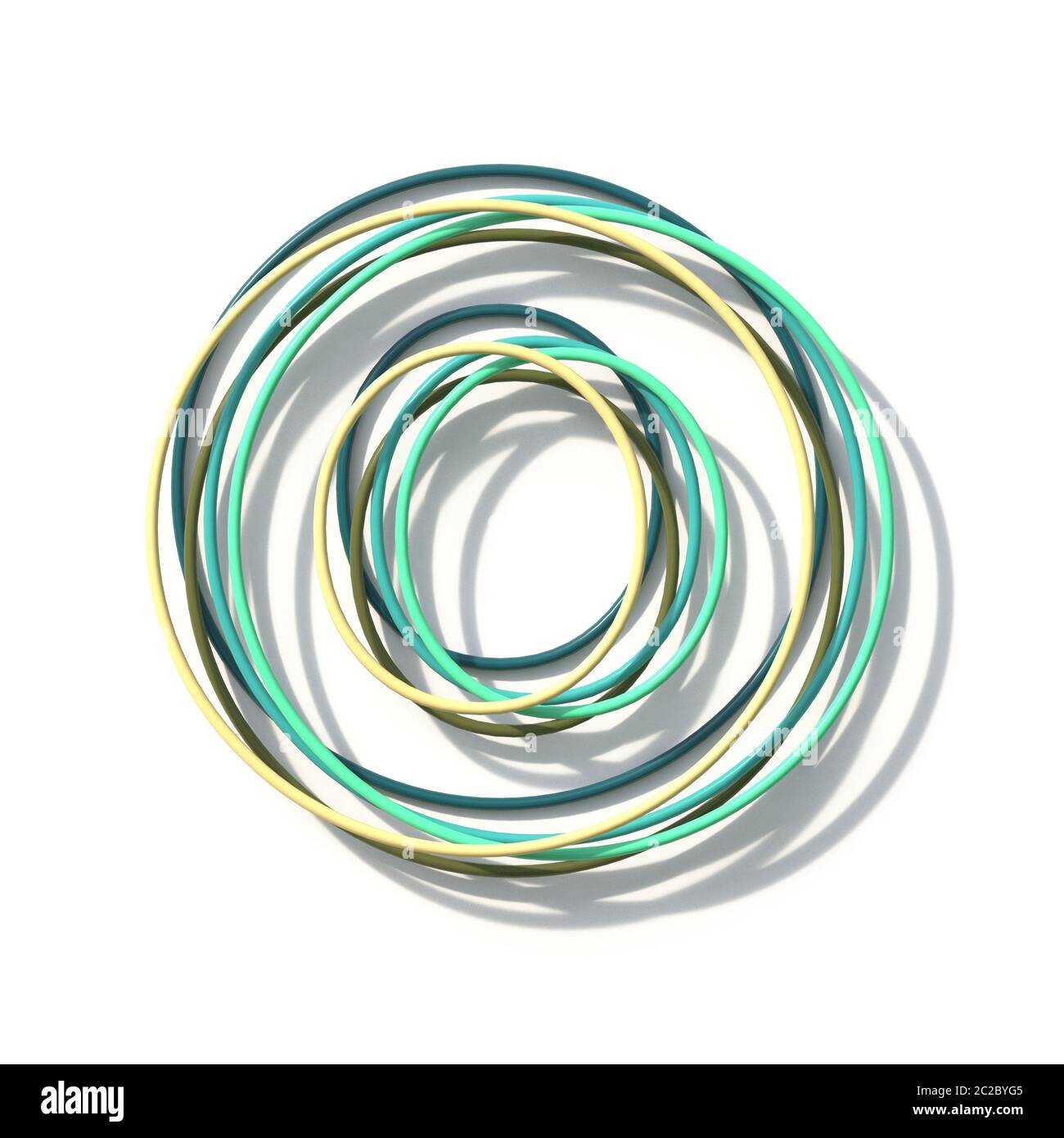 Three colors line font Letter O 3D rendering illustration isolated on ...