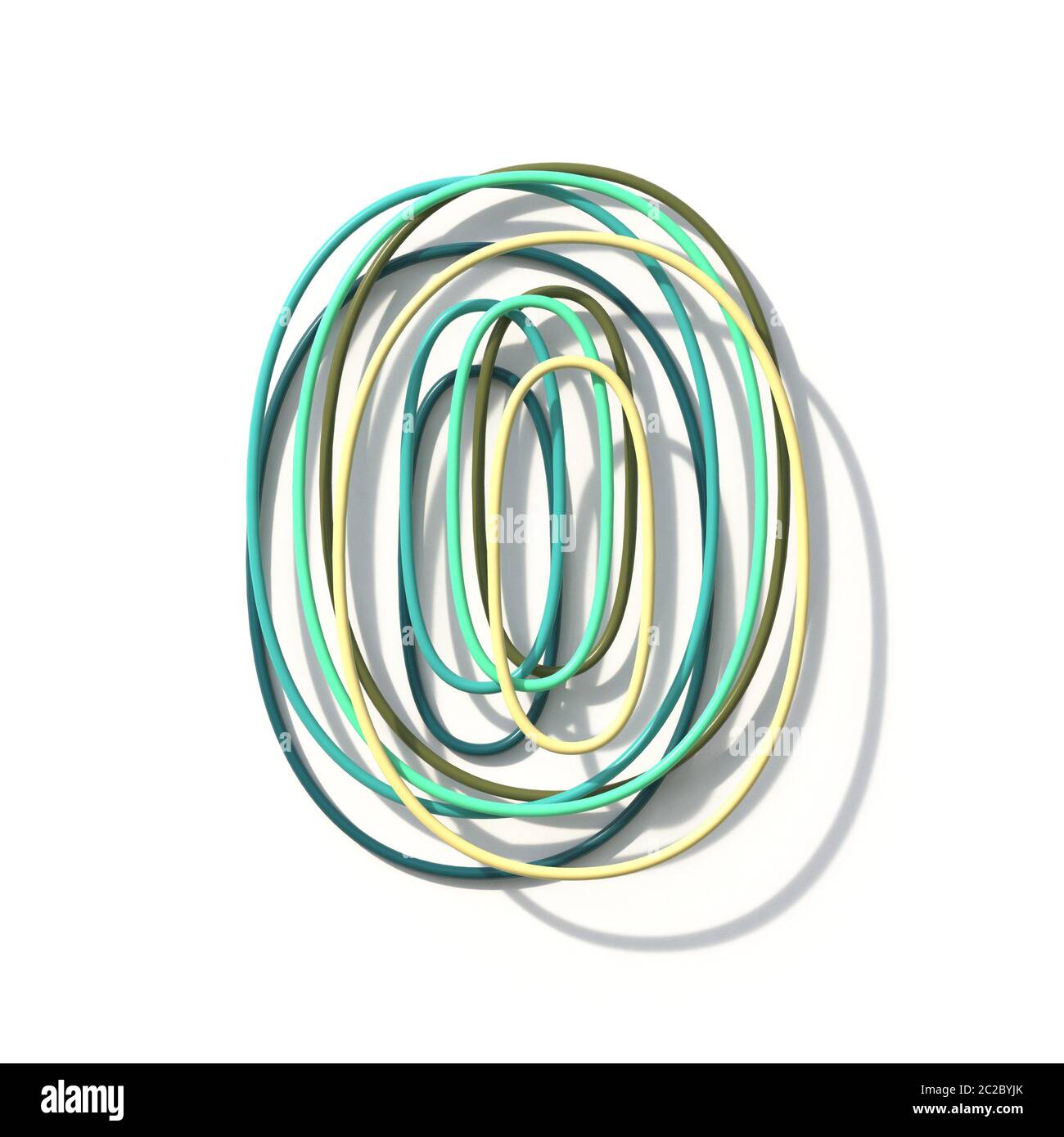Three colors line font Number 0 ZERO 3D rendering illustration isolated ...