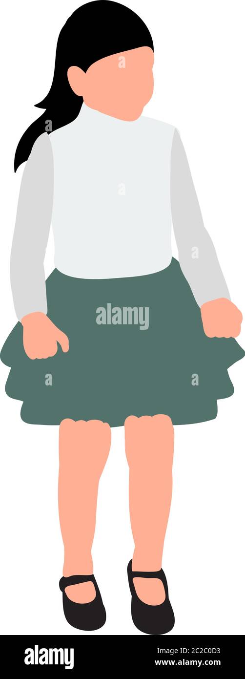 vector, on white background, faceless child, girl in dress Stock Vector ...