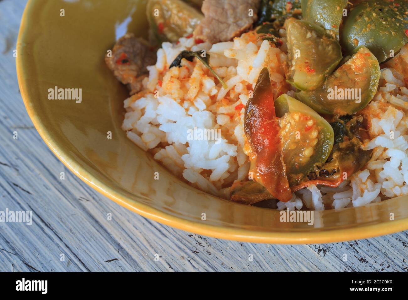 close up curry over rice Thai food spicy Stock Photo - Alamy