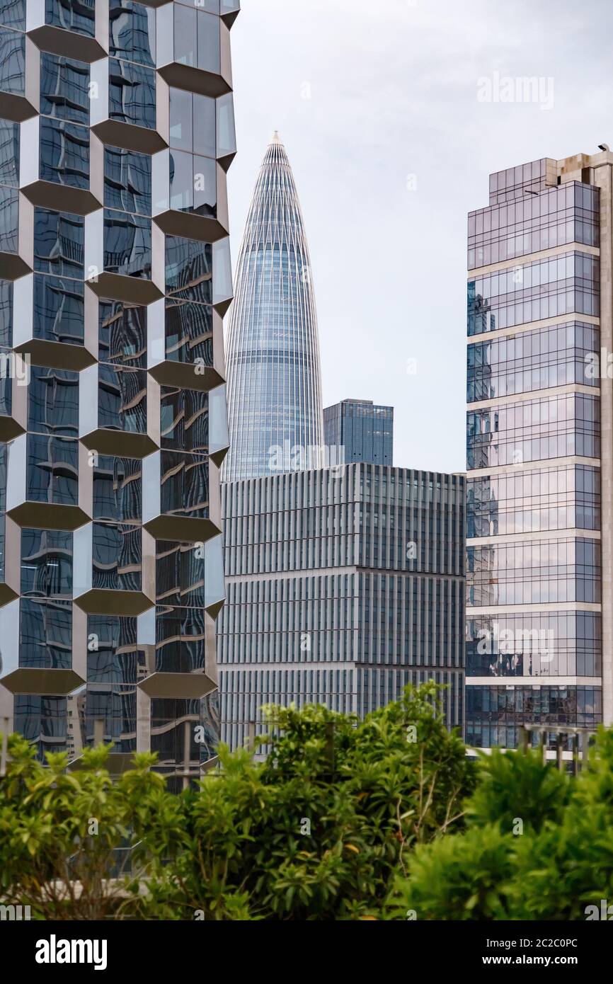 View of the metropolis from the rooftop cafe Shenzhen, China, municipal ...