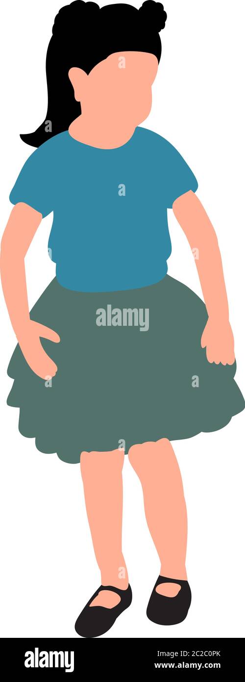 vector, on white background, faceless child, girl in dress Stock Vector ...