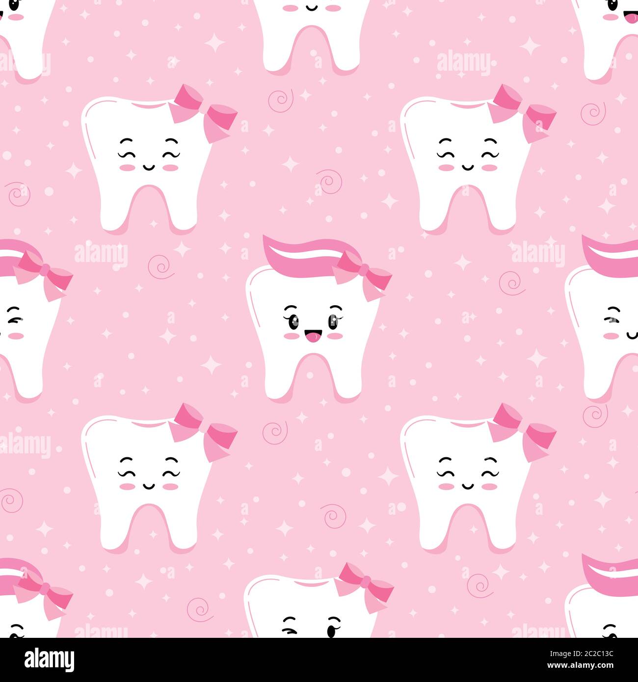 Cute tooth emoji girl seamless pattern Stock Vector Image & Art - Alamy