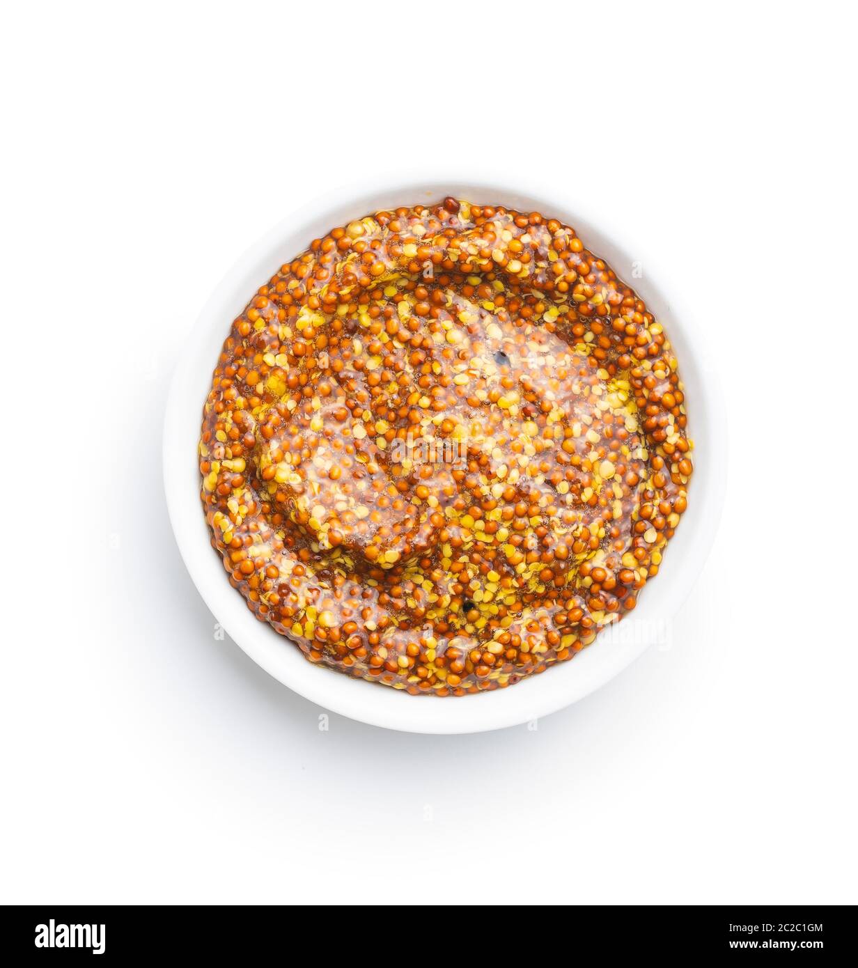 Whole grain mustard in bowl isolated on white background Stock Photo ...