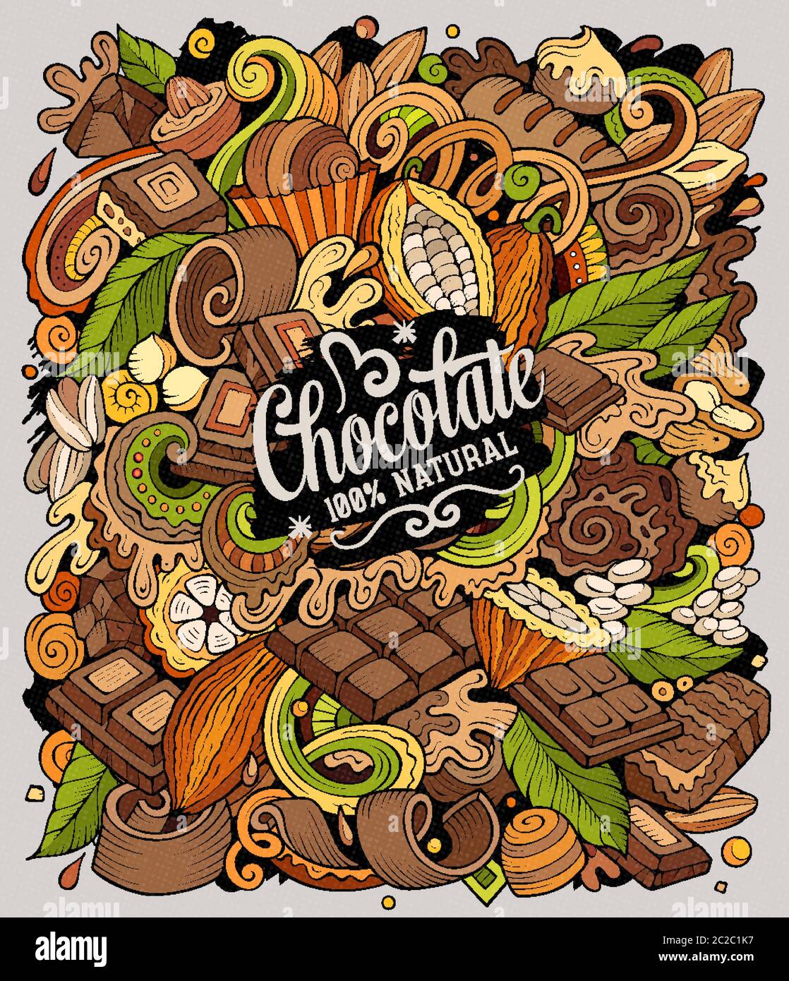 Chocolate hand drawn vector doodles illustration. Choco poster design ...