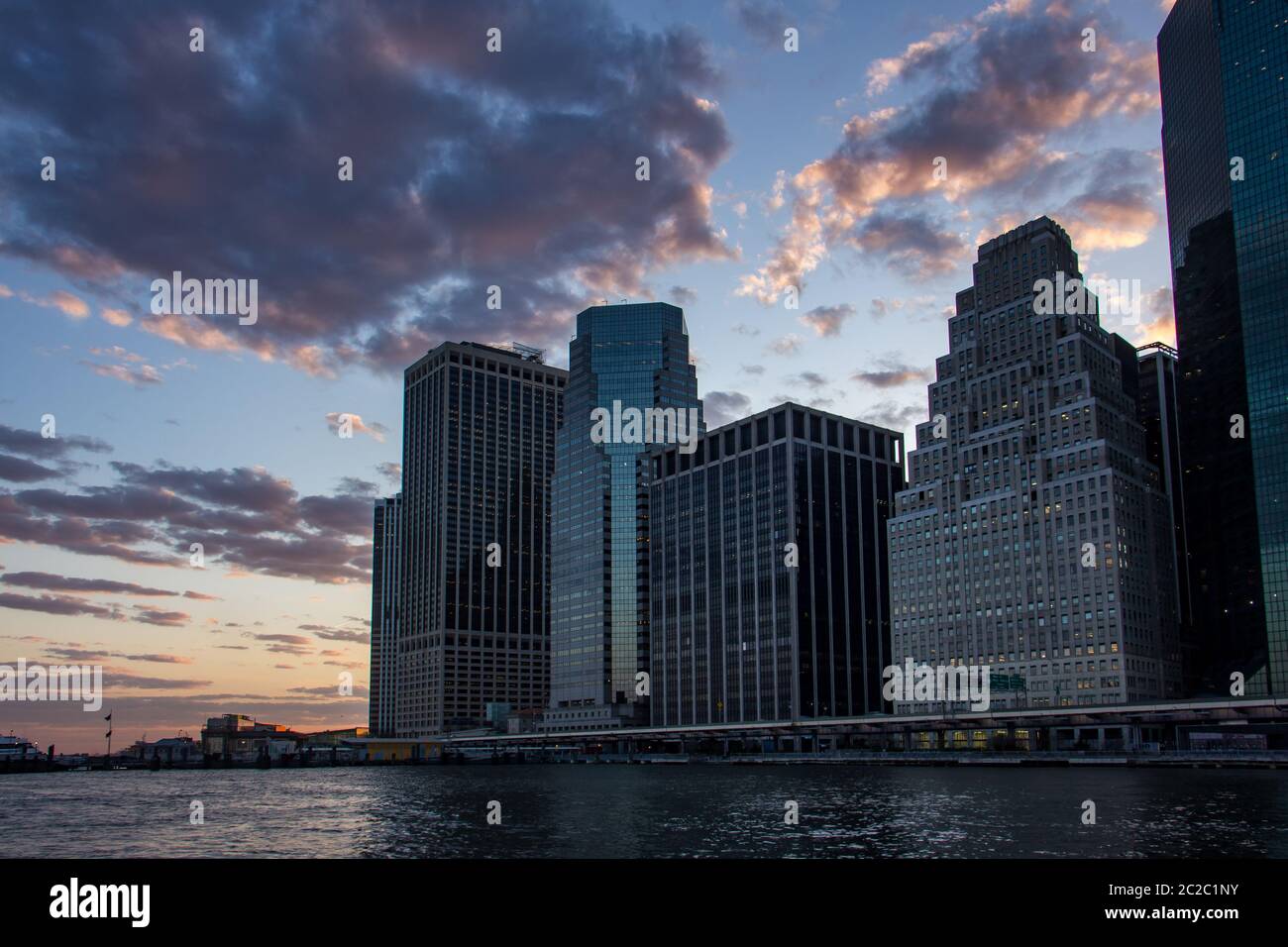 Sunset at Lower Manhattan Skyline, New York United States Stock Photo ...