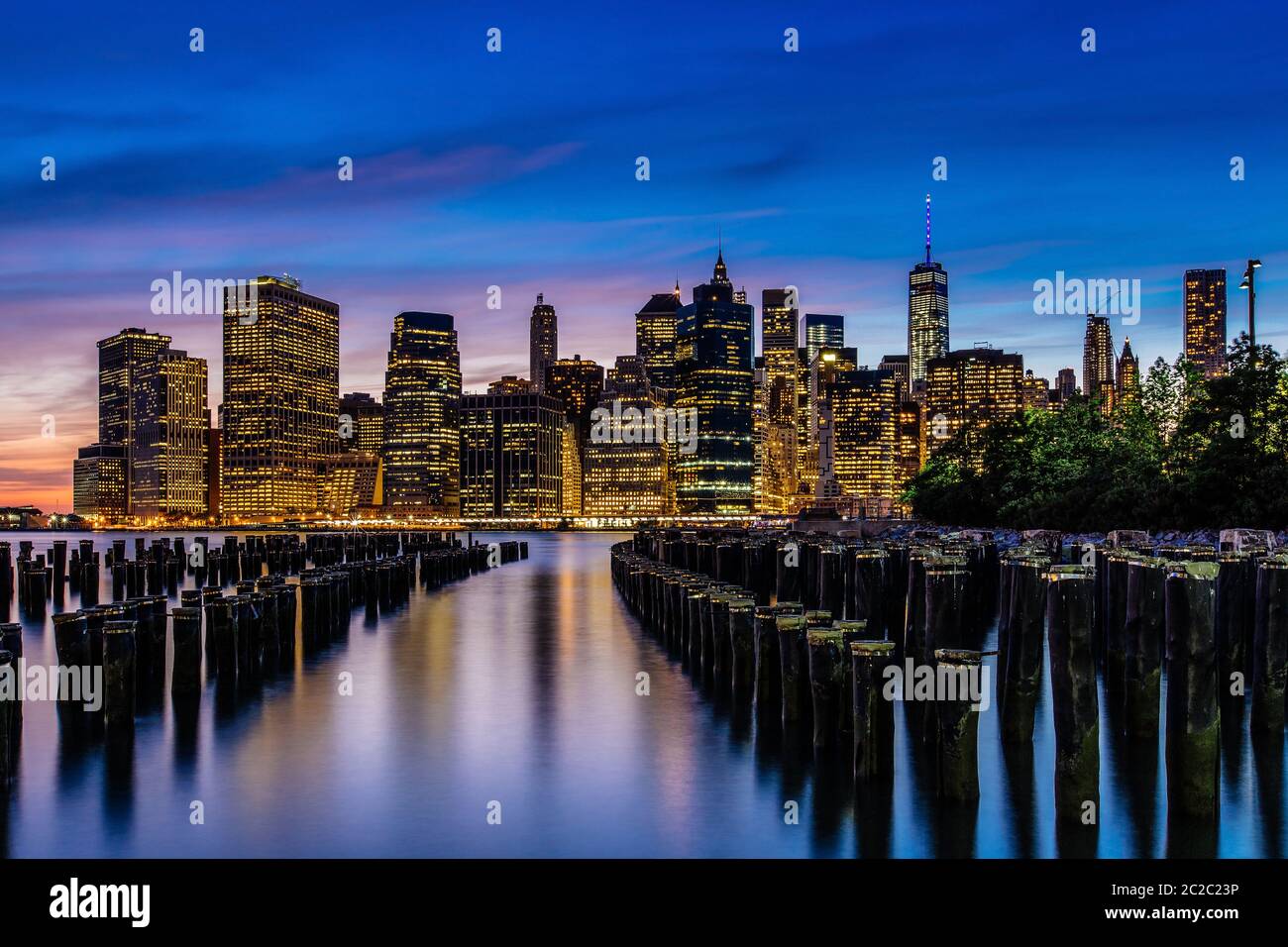 Sunset at Lower Manhattan Skyline, New York United States Stock Photo ...