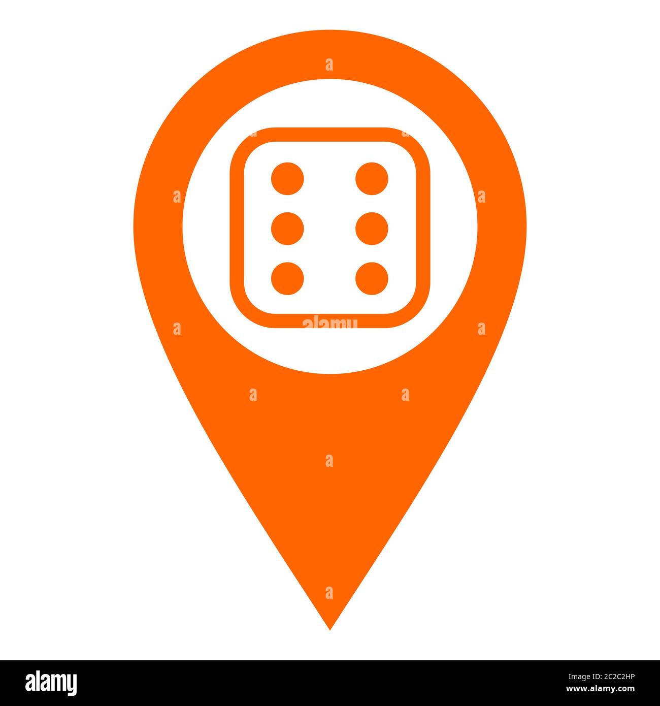 Dice and location pin Stock Photo - Alamy