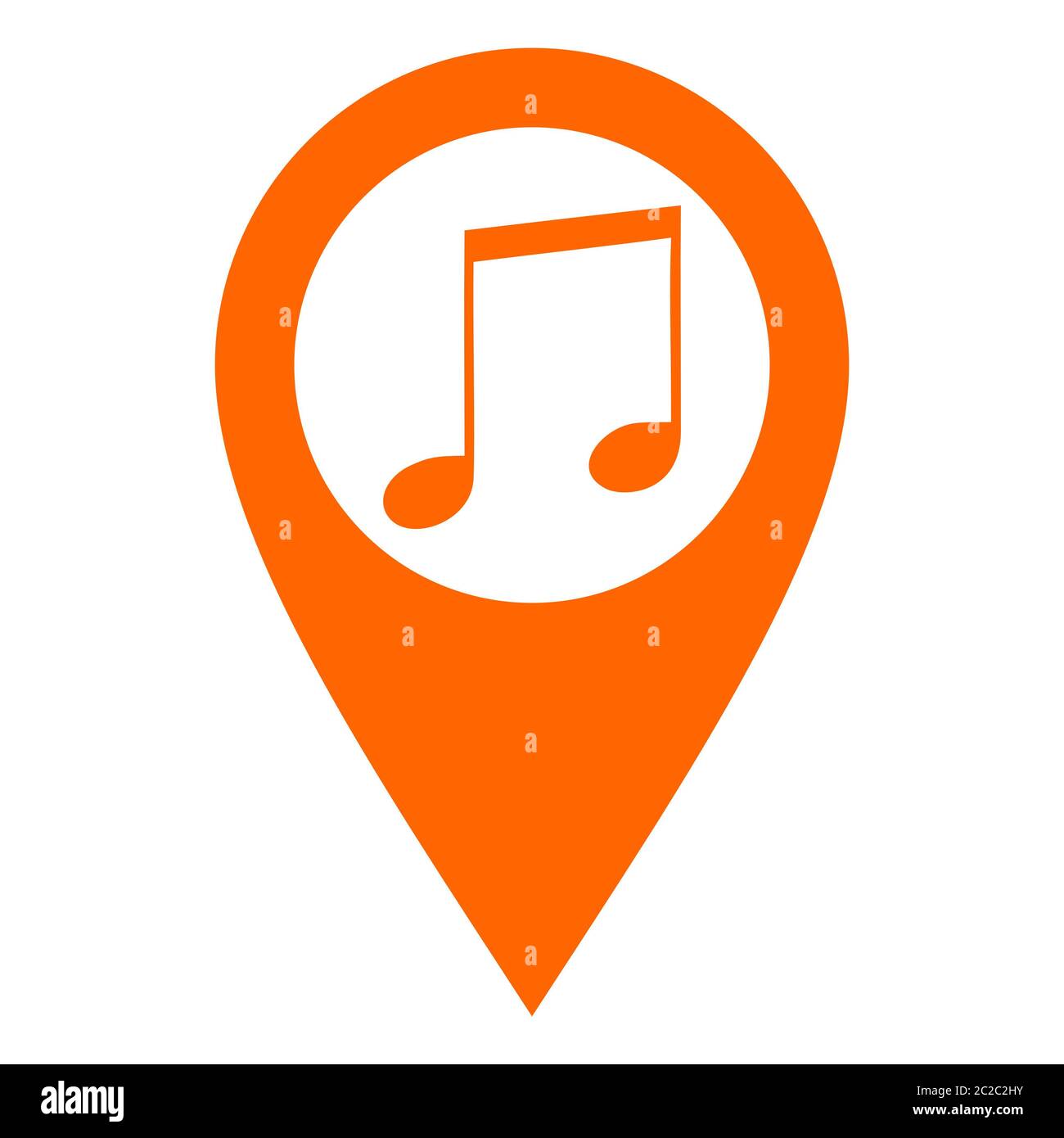 Music note and location pin Stock Photo - Alamy