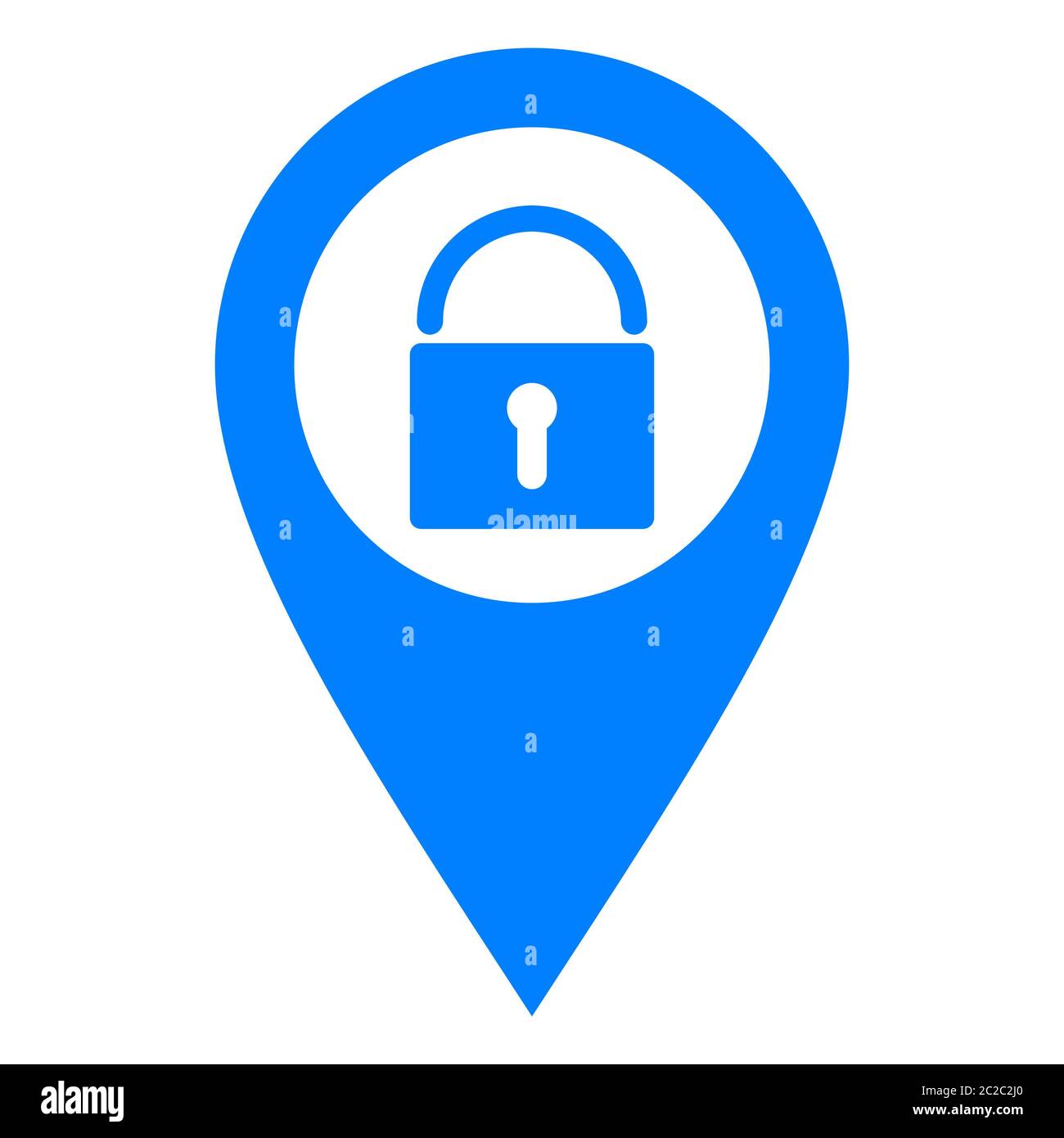 Lock and location pin Stock Photo - Alamy