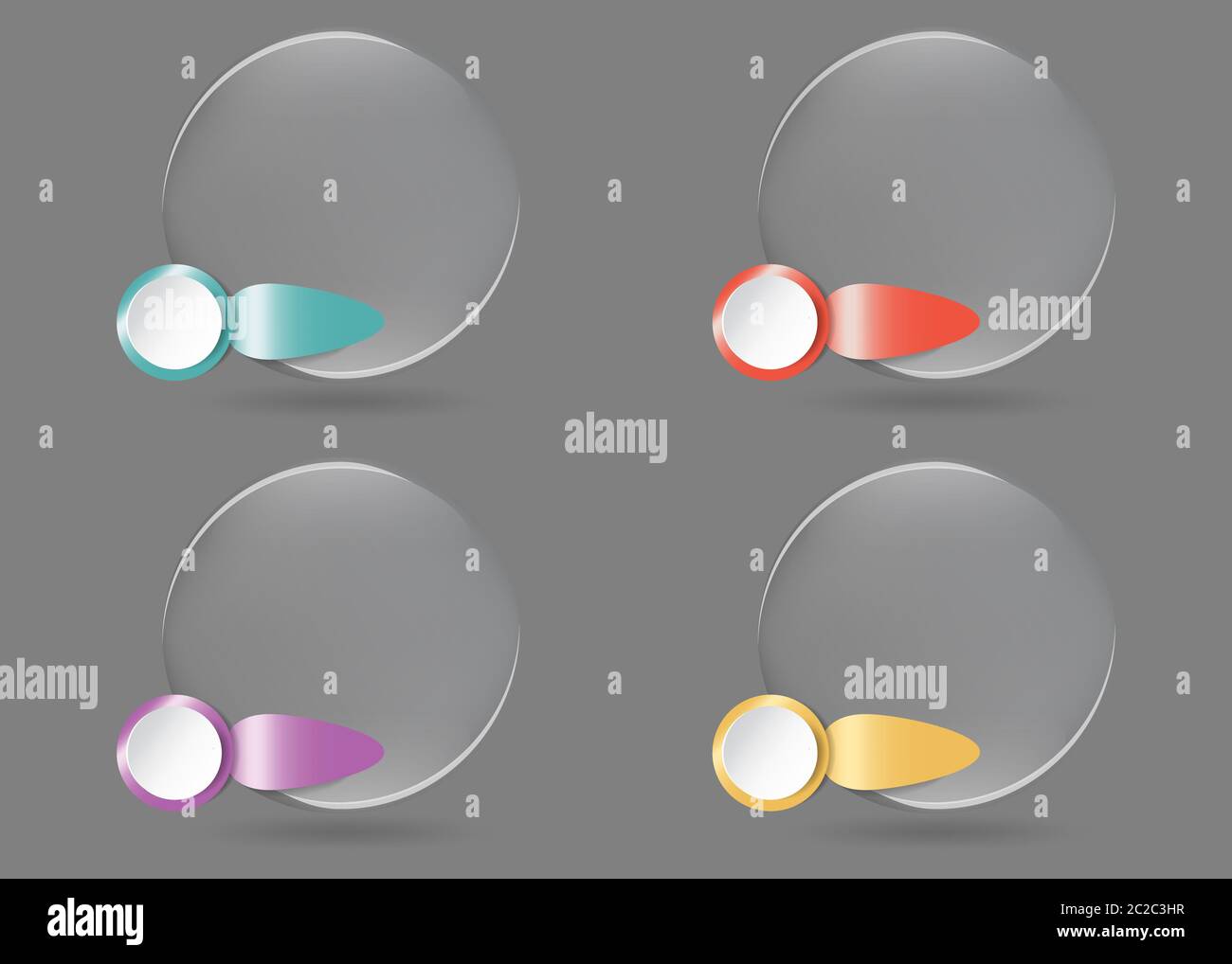 Four transparent balls with color metal labels enable numbering ready ...