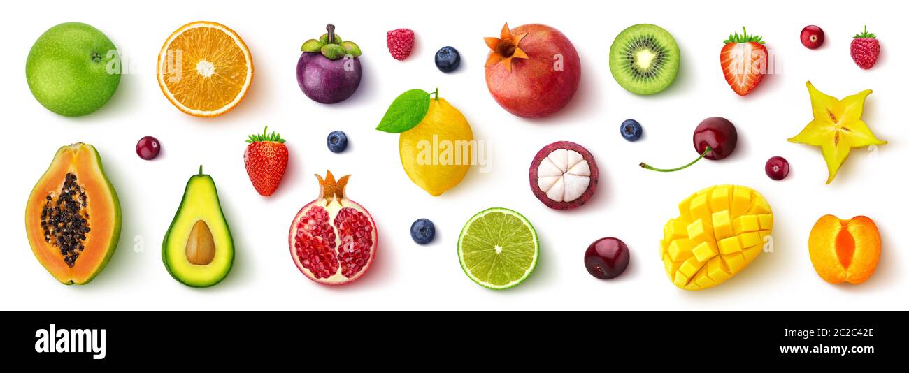 Top view flat lay summer tropical fruits hi-res stock photography and ...