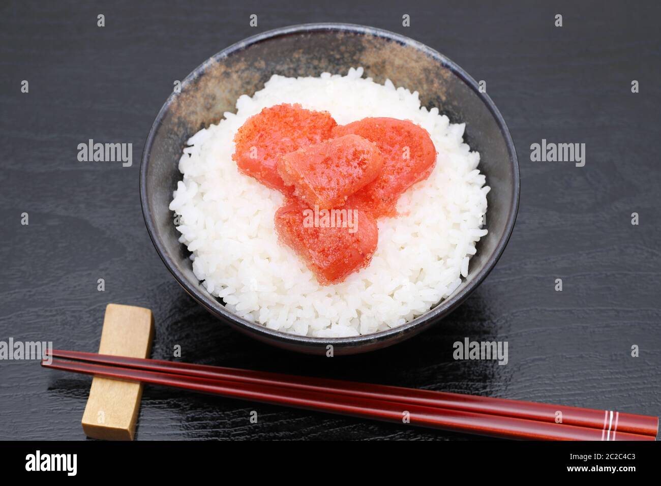 Japanese cooked white rice with karashi mentaiko Stock Photo - Alamy