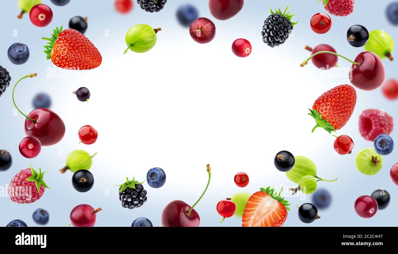 Frame made of different berries isolated on white background Stock ...