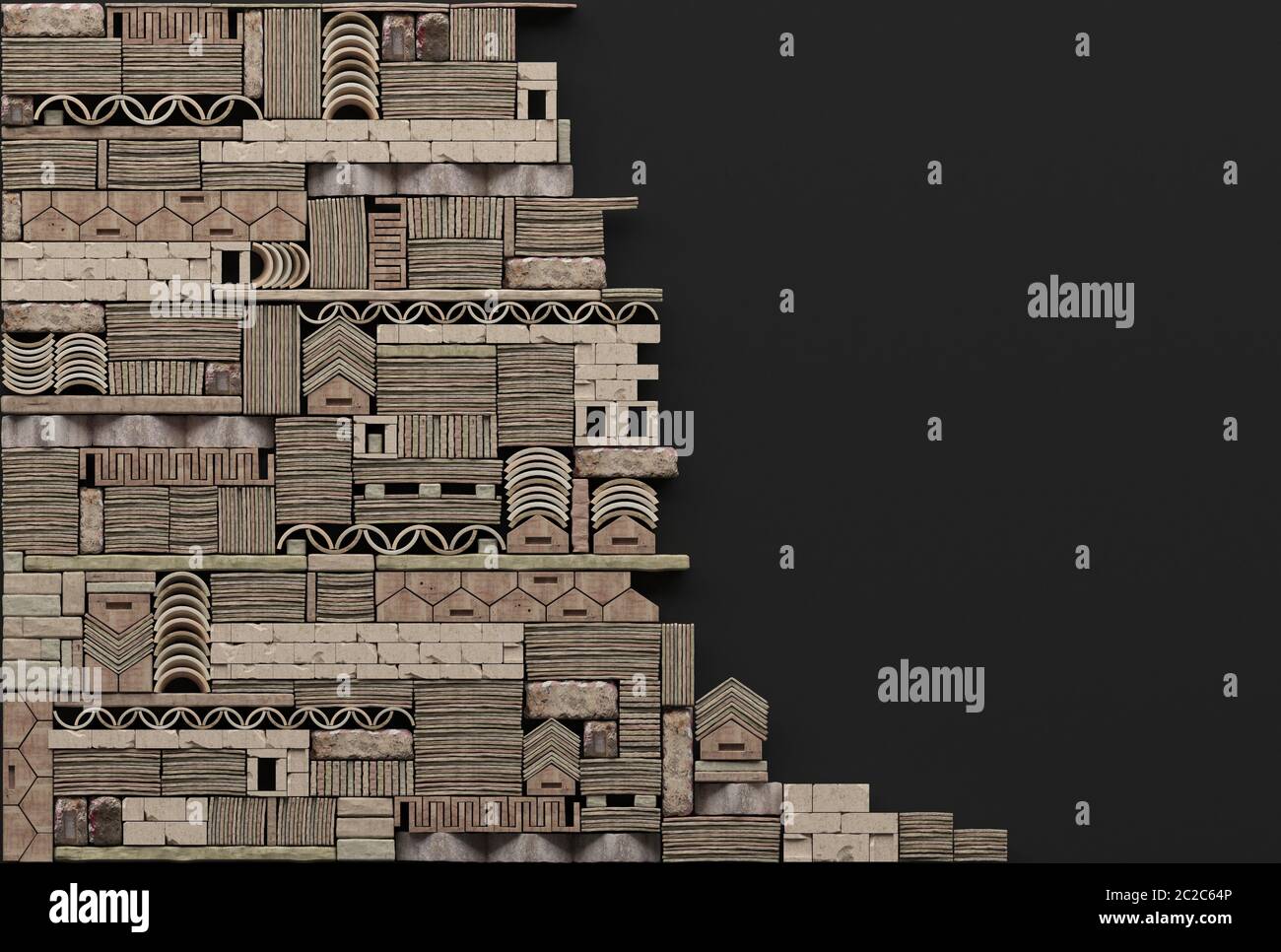 Border frame on black background with decorative stonework. Сopy space ...