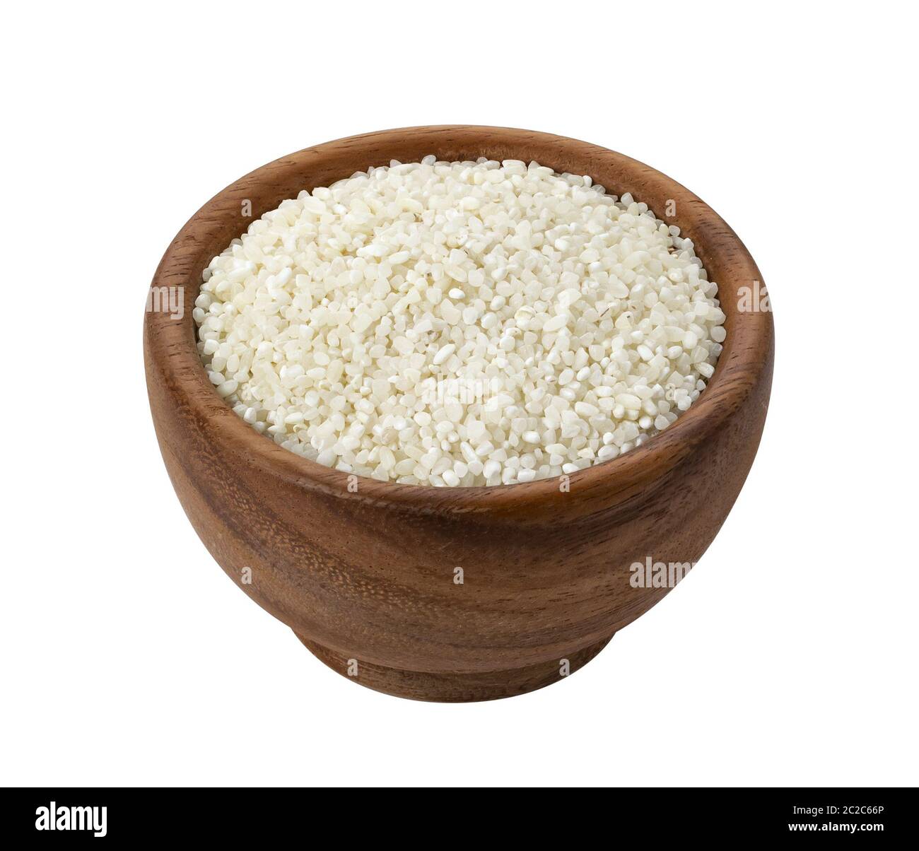 Crushed rice in wooden bowl isolated on white background Stock Photo ...