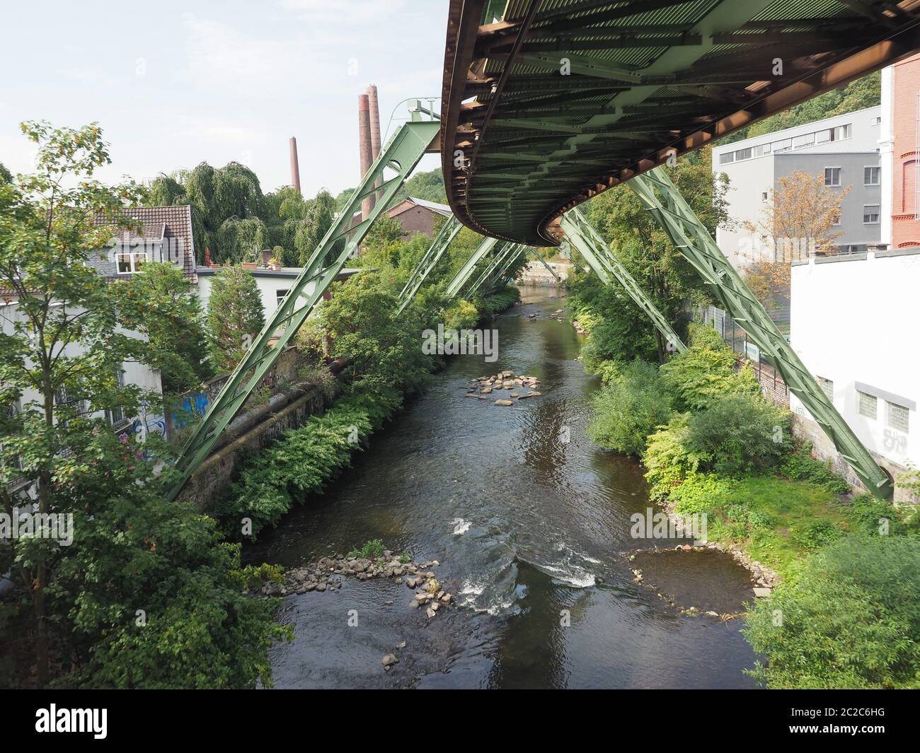 Wuppertaler Schwebebahn (meaning Wuppertal Suspension Railway) above ...