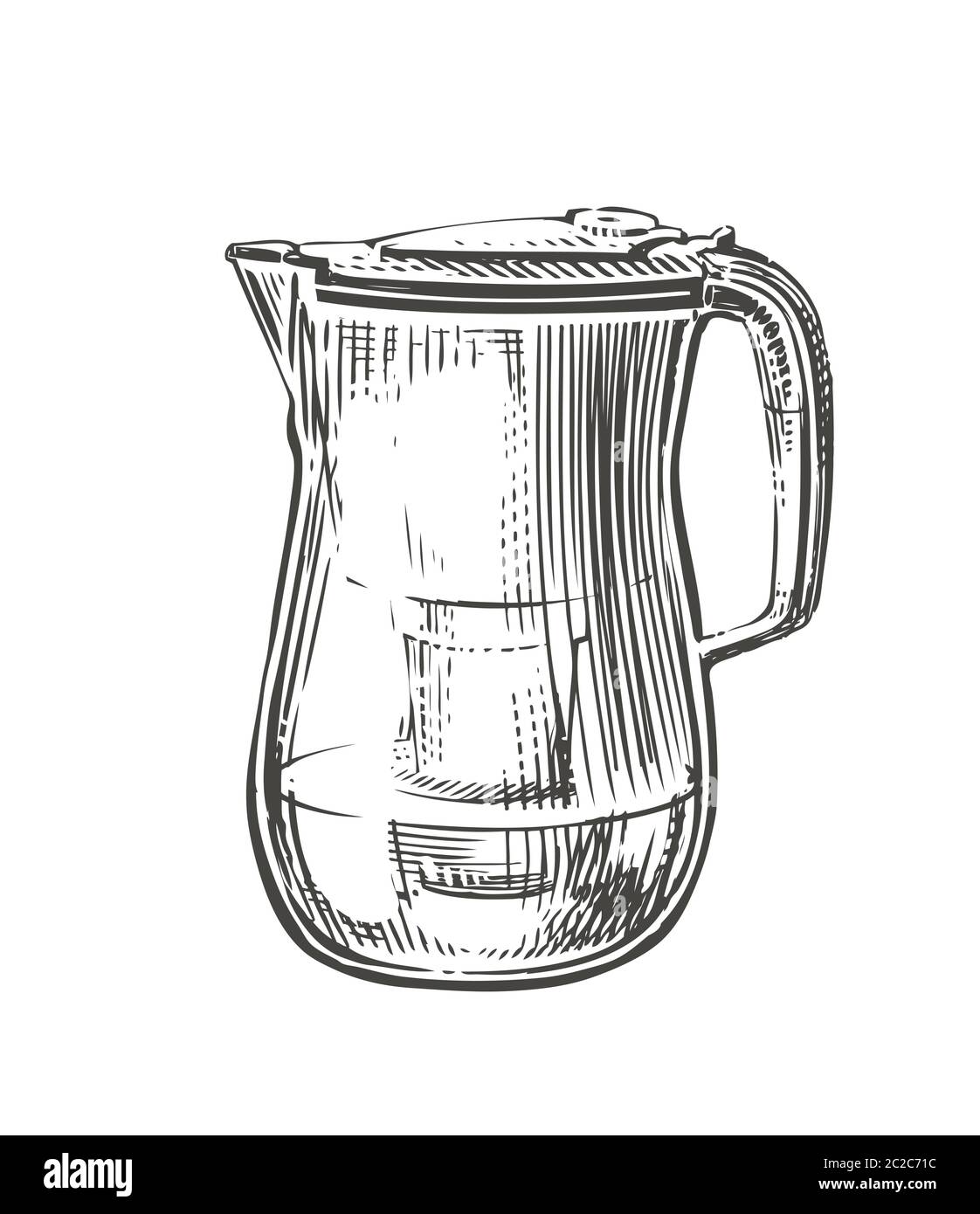 Hand-drawn filter pitcher with clean water. Vector illustration Stock ...