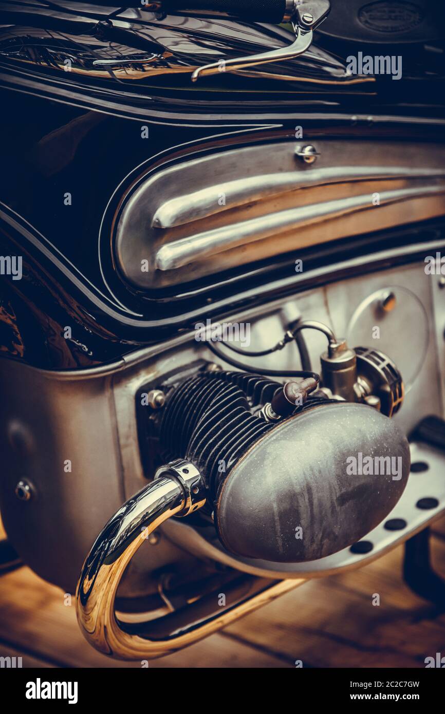 Color detail of a vintage motorcycle boxer engine Stock Photo - Alamy