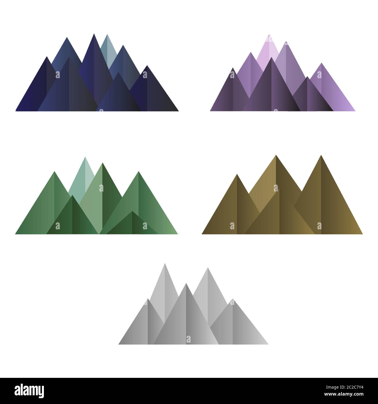 Mountains low poly style set. Polygonal shapes. Vector isolated ...