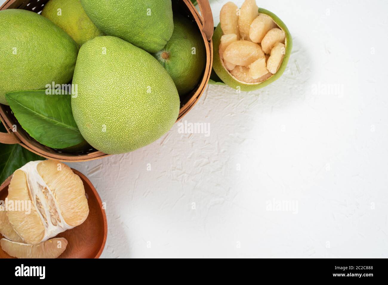 Fresh pomelo, pummelo, grapefruit, shaddock on white background, fruit ...
