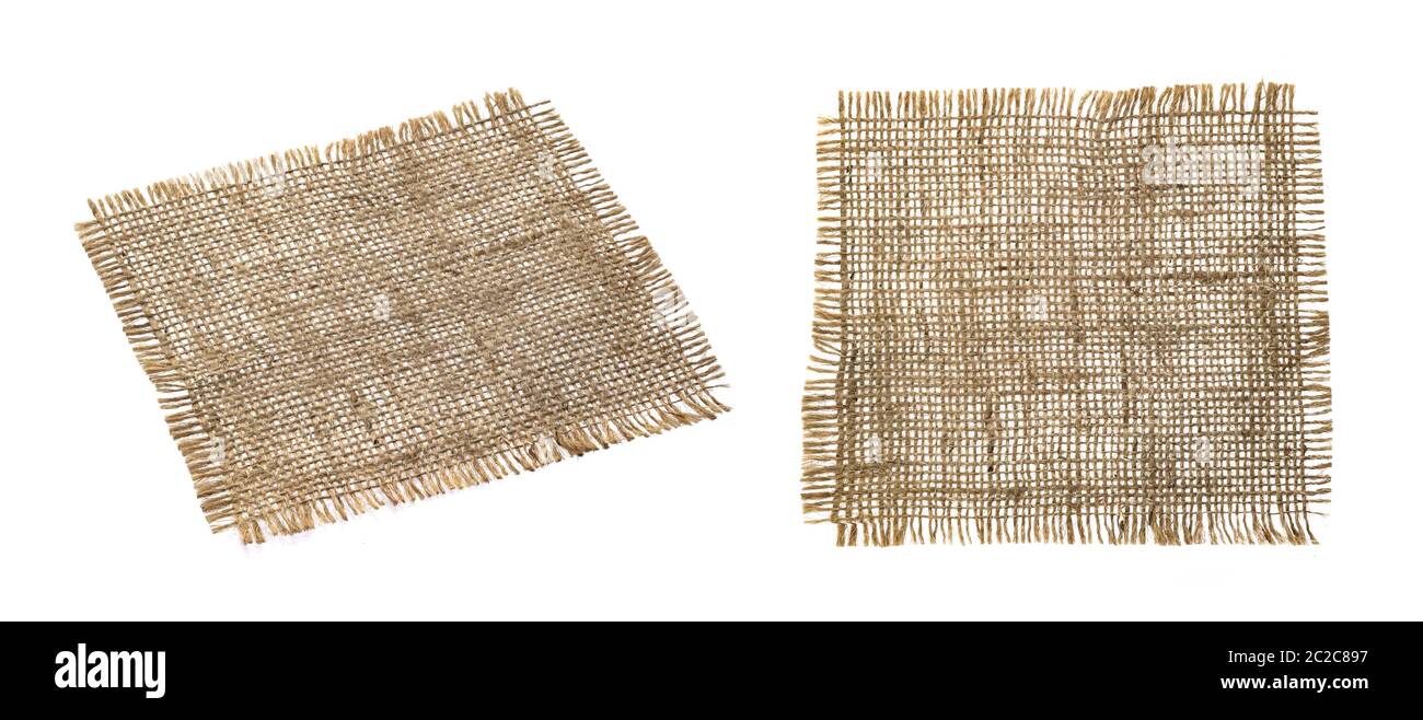 Old burlap fabric napkin isolated on white background Stock Photo - Alamy