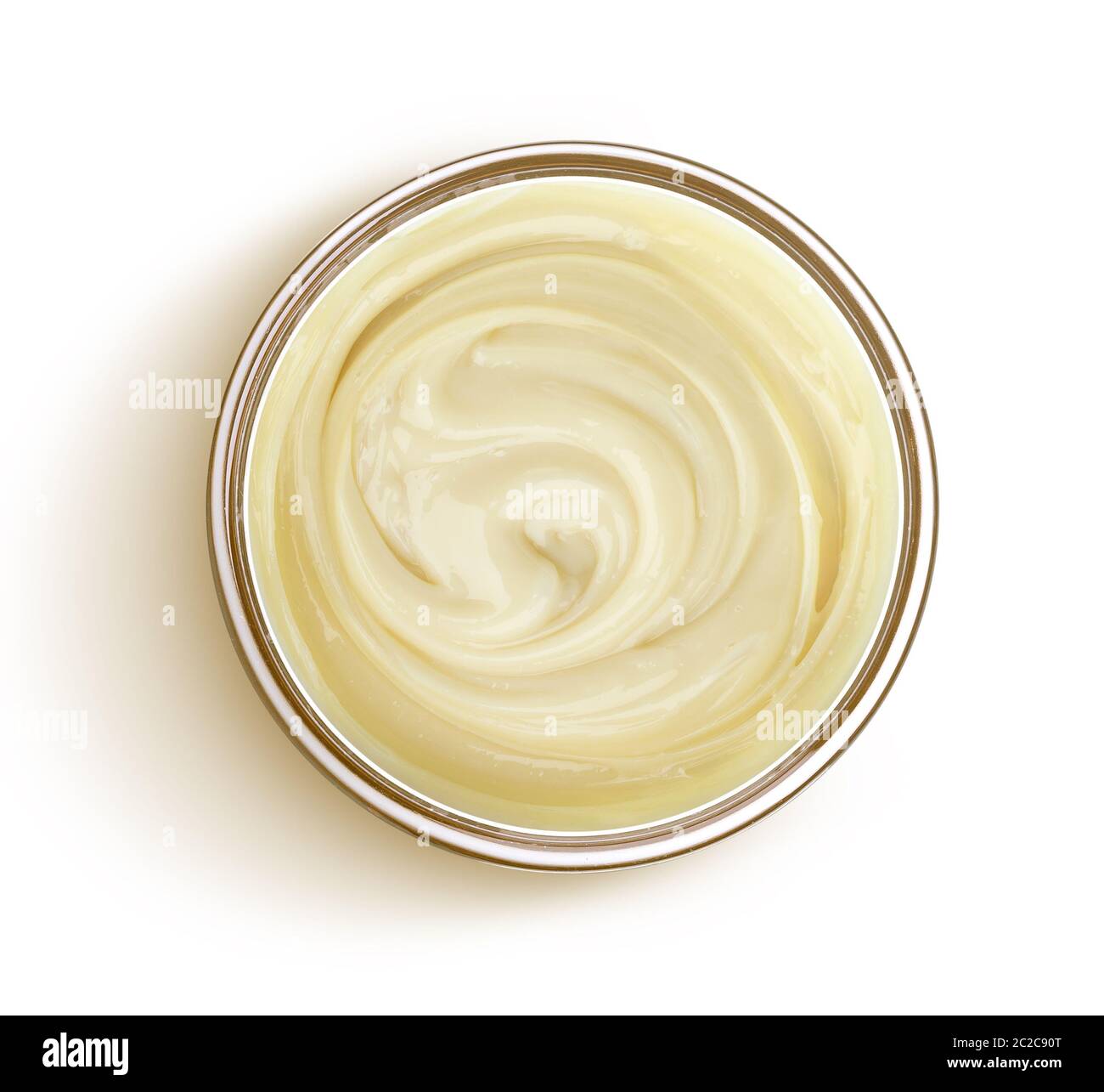 Condensed milk isolated on white background, top view Stock Photo - Alamy