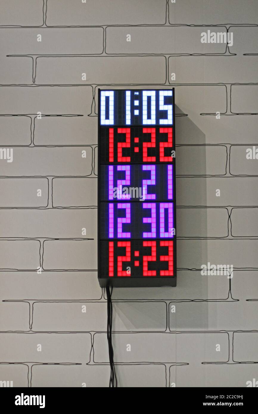 Modern Led Clock Time at Wall Technology Stock Photo - Alamy