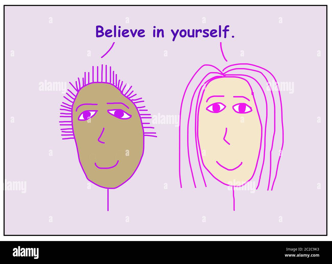 Color cartoon of two smiling, beautiful and ethnically diverse women ...