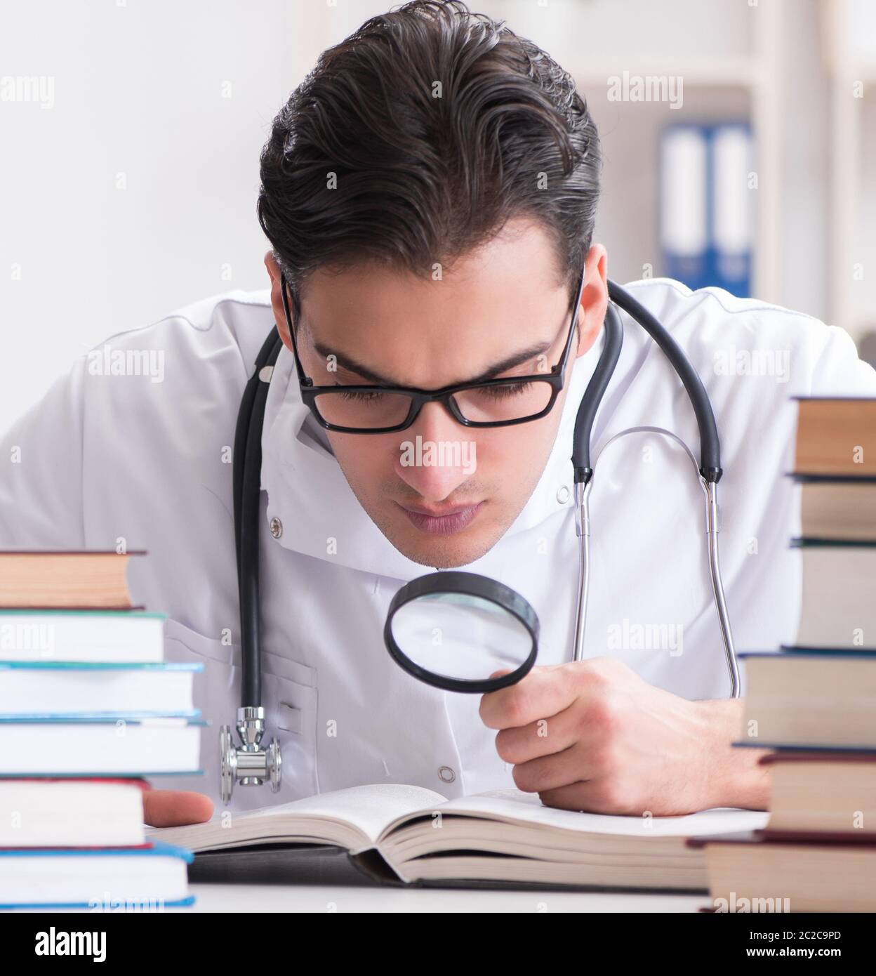 Medical student preparing for university exams Stock Photo - Alamy