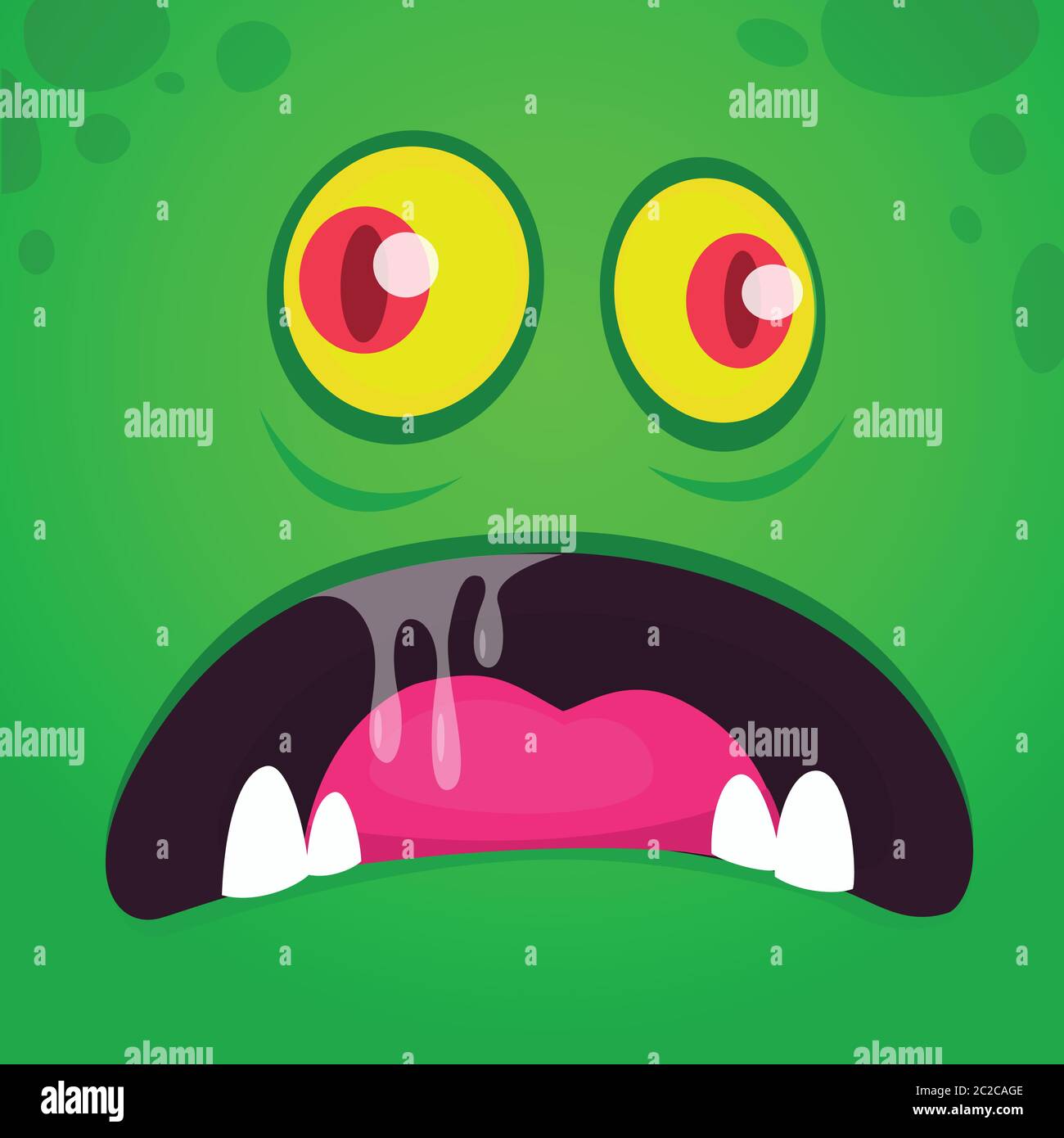 Angry cartoon monster face. Vector Halloween monster square avatar ...