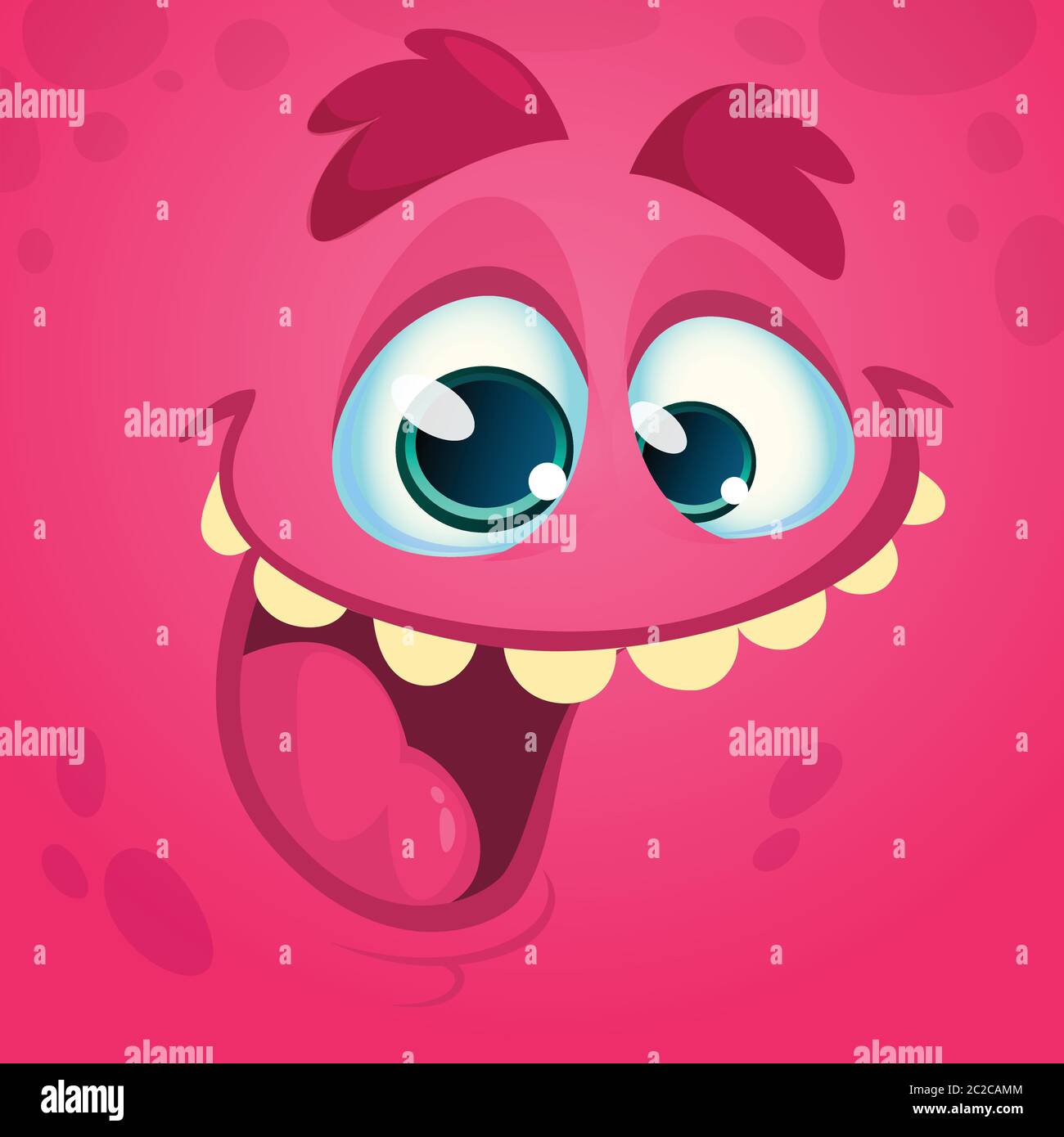 Angry cartoon monster face. Vector Halloween monster square avatar ...