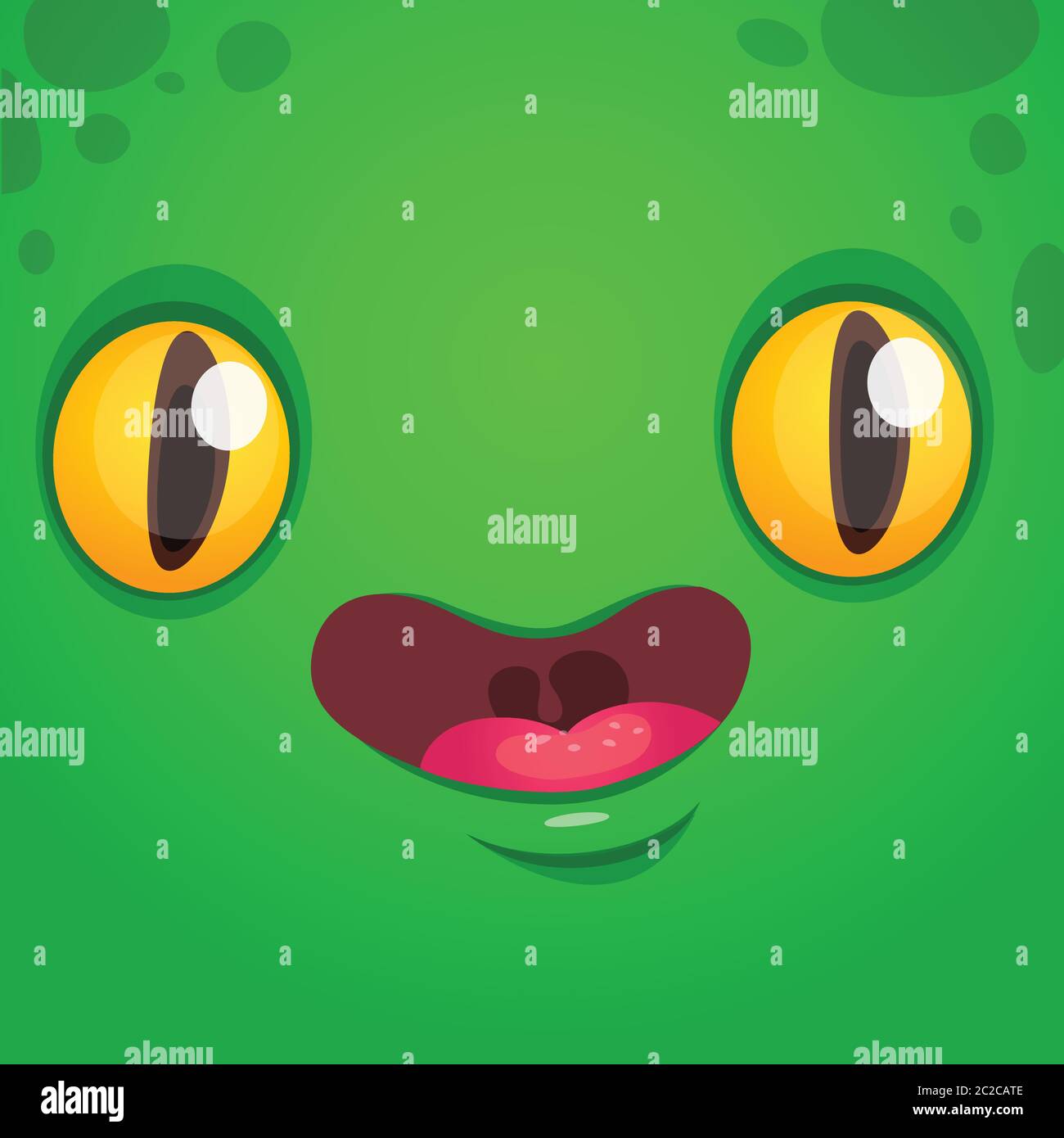 Angry cartoon monster face. Vector Halloween monster square avatar ...
