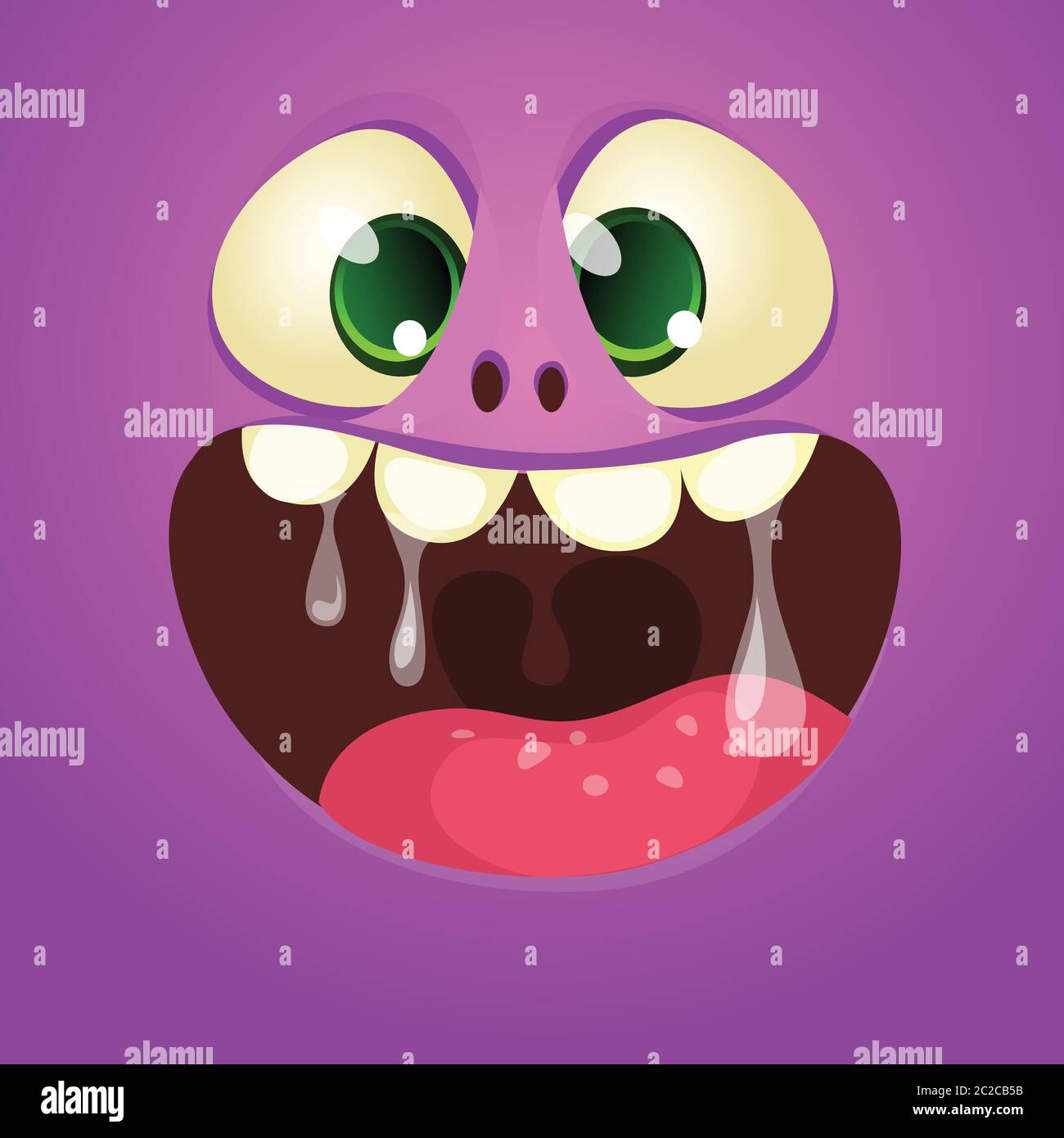 Angry cartoon monster face. Vector Halloween monster square avatar ...