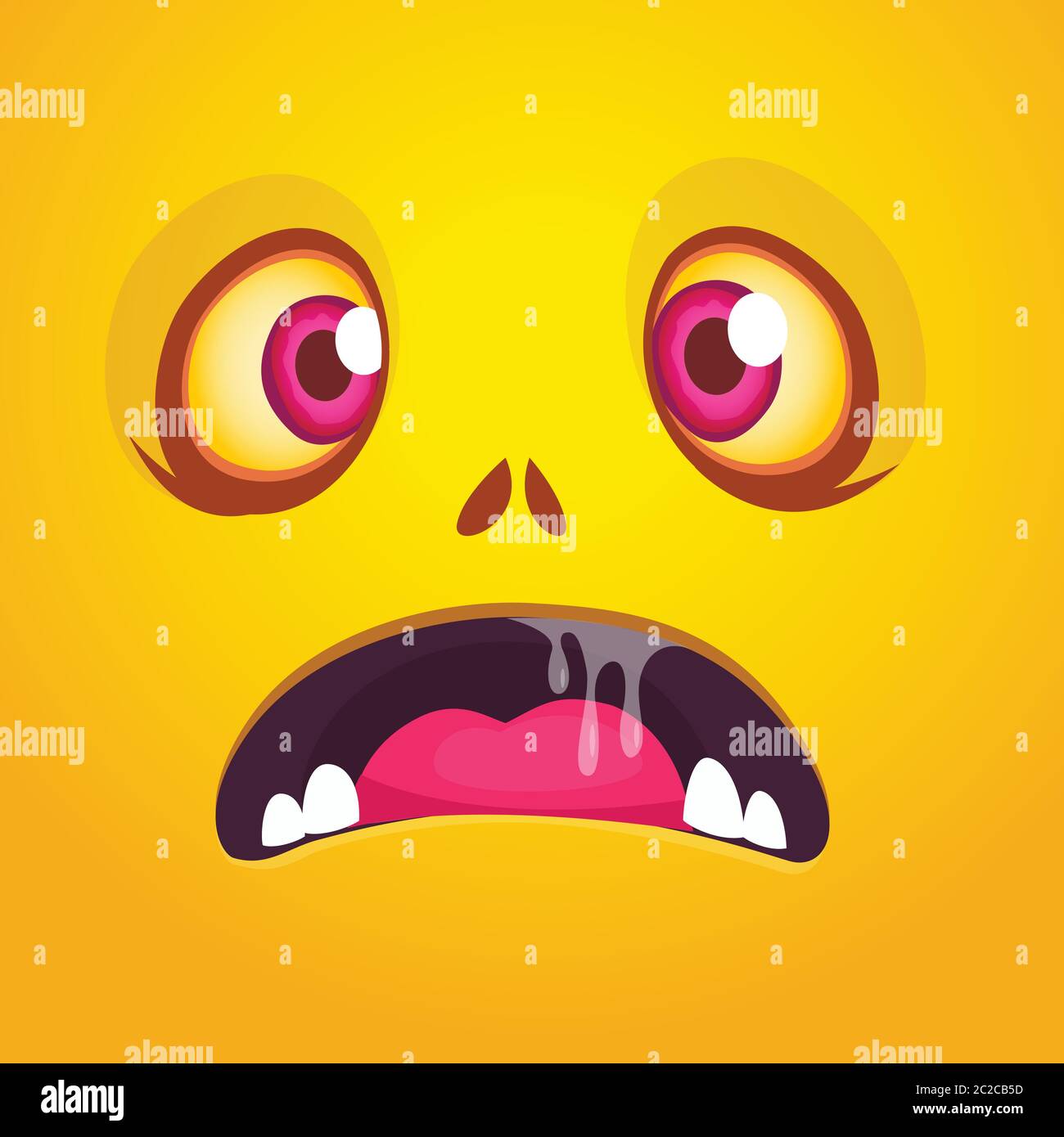 Angry cartoon monster face. Vector Halloween monster square avatar ...