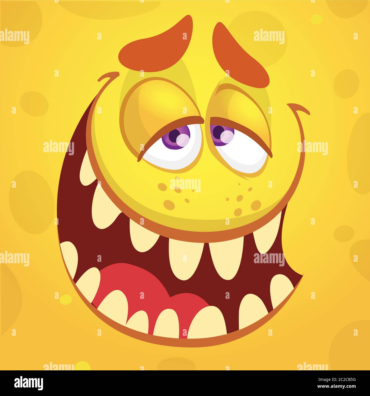 Angry cartoon monster face. Vector Halloween monster square avatar ...