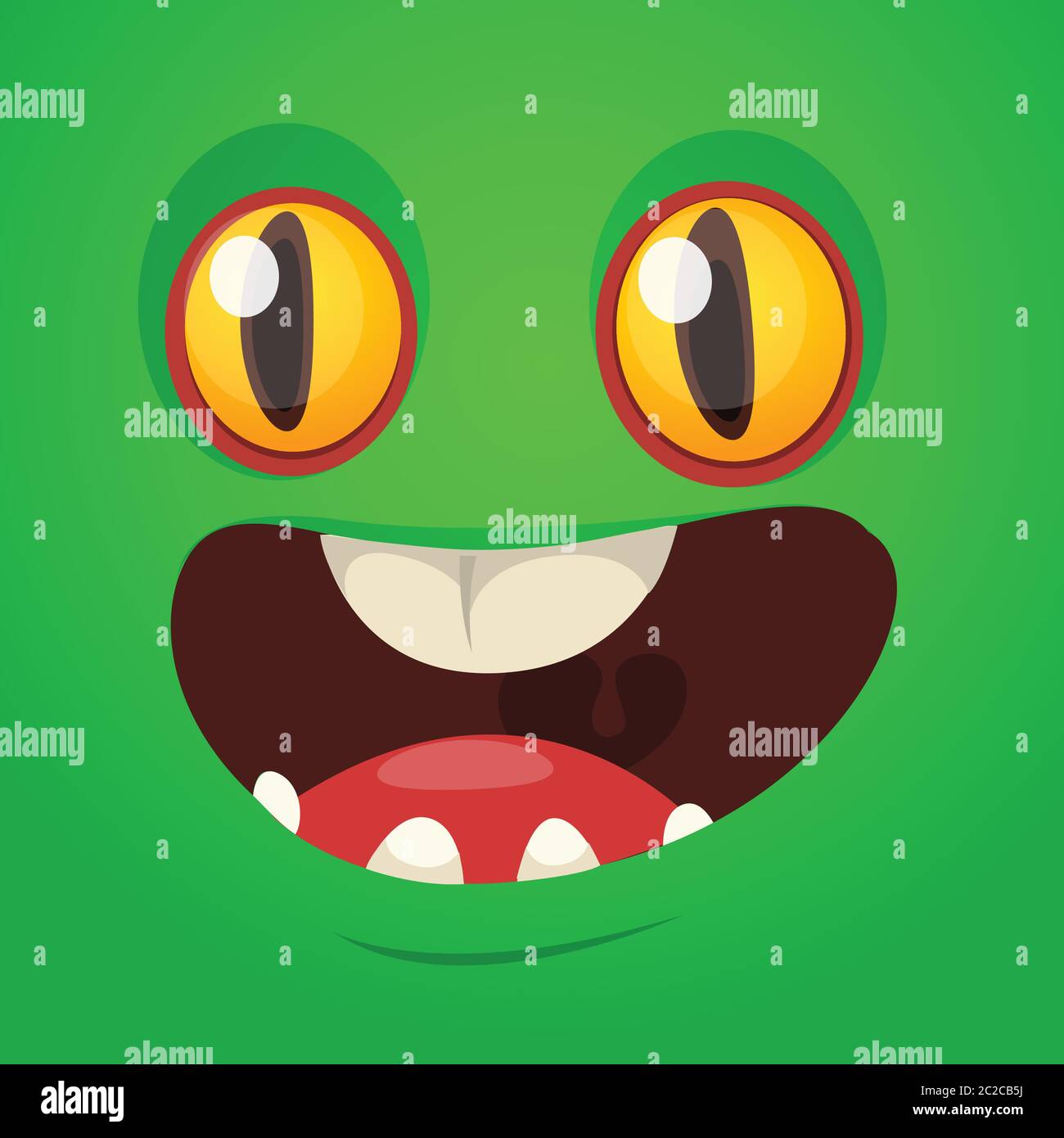 Angry cartoon monster face. Vector Halloween monster square avatar ...