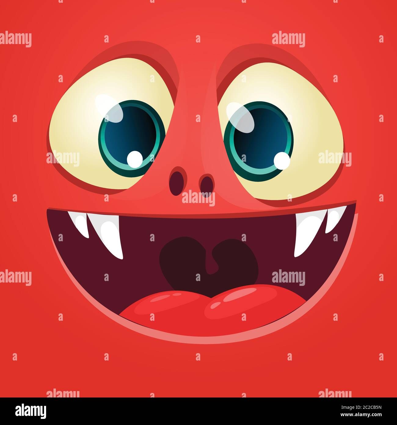Angry cartoon monster face. Vector Halloween monster square avatar ...