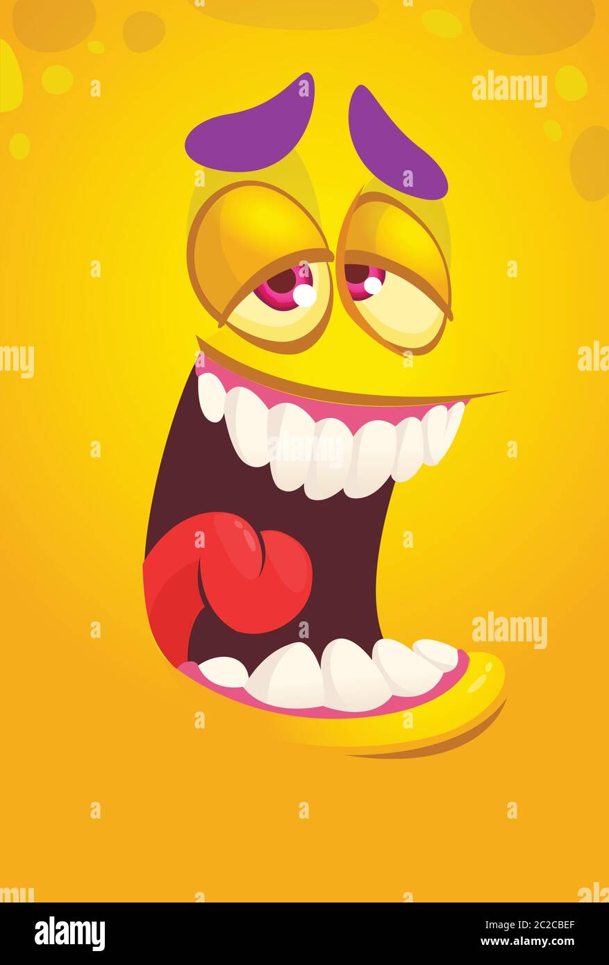 Angry cartoon monster face. Vector Halloween monster square avatar ...