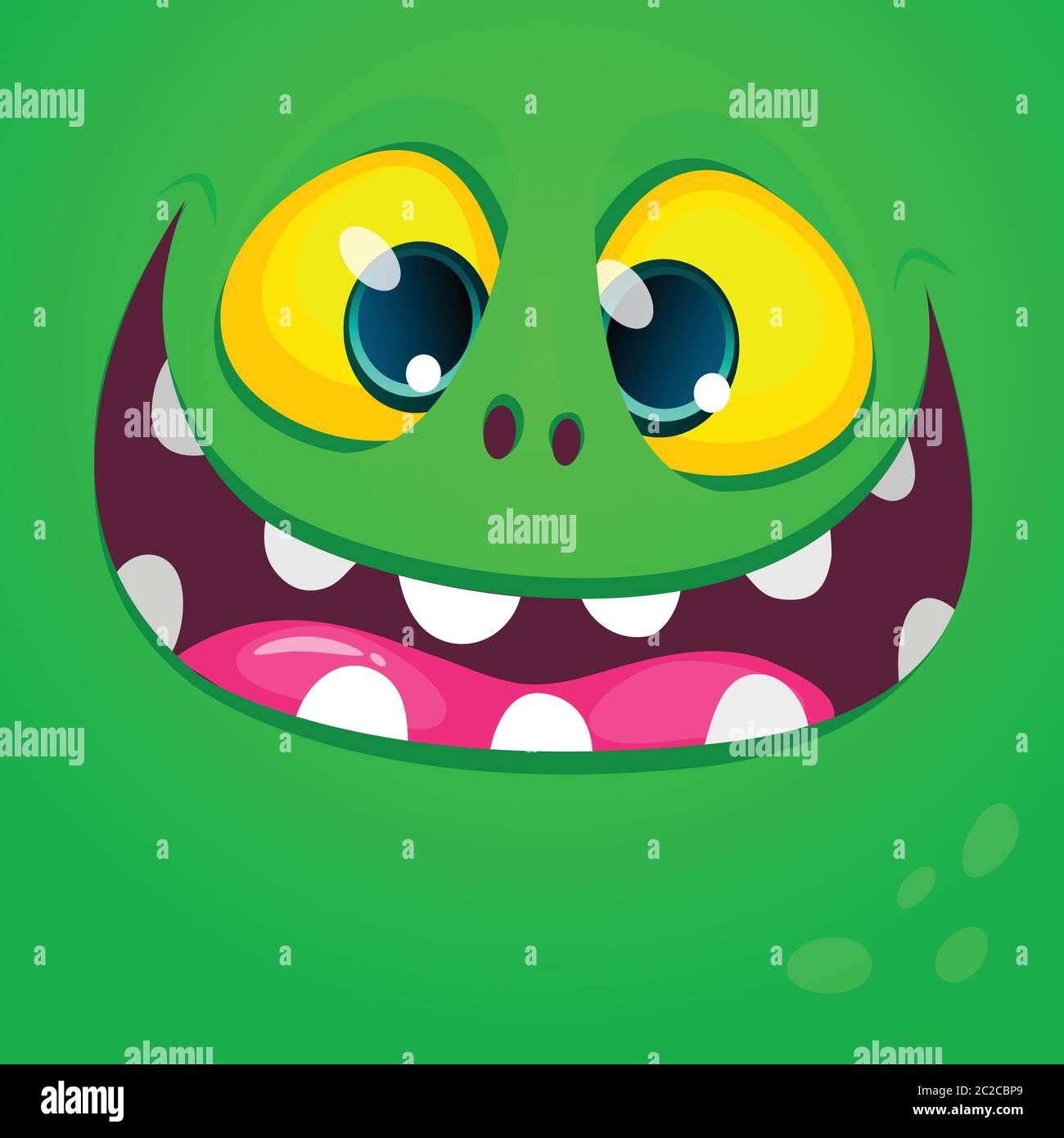 Cool cartoon monster face. Halloween vector illustration Stock Vector ...