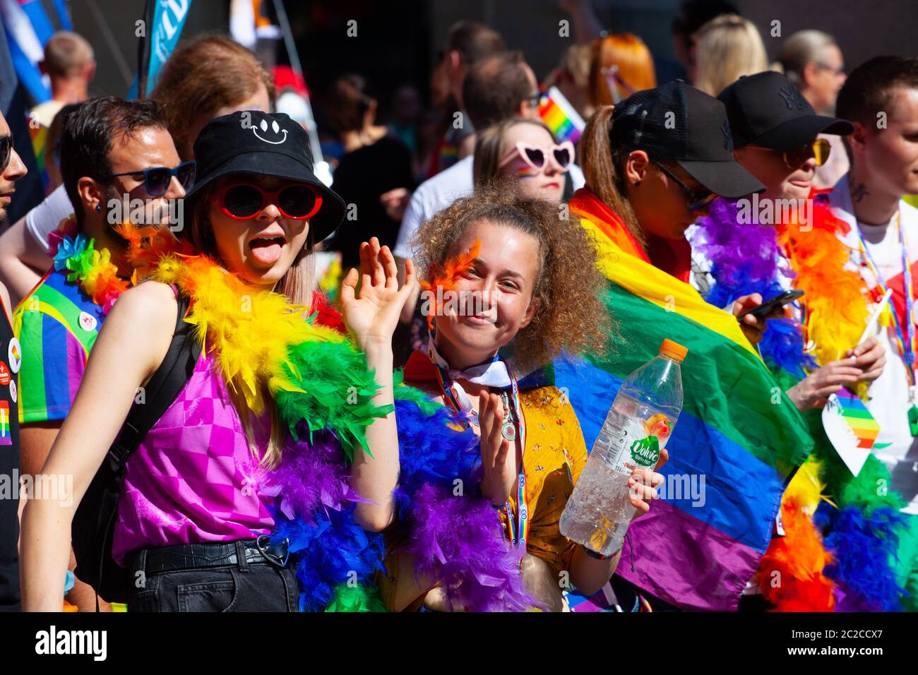 Marchers at the 2019 Wales Gay Pride march in Cardiff, Wales. Pride ...