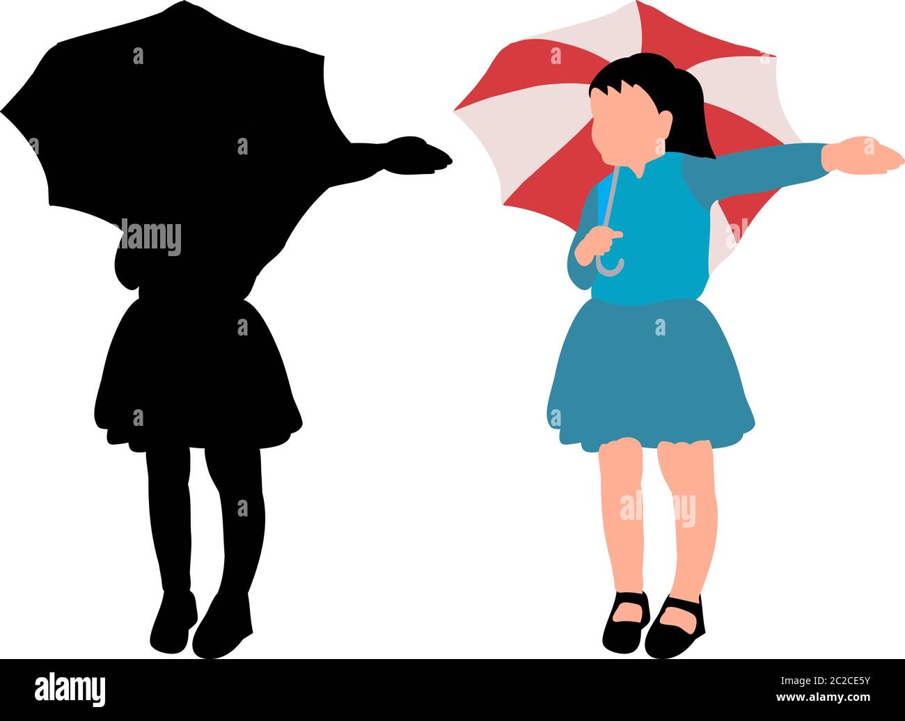 white background, faceless child with an umbrella Stock Vector Image ...