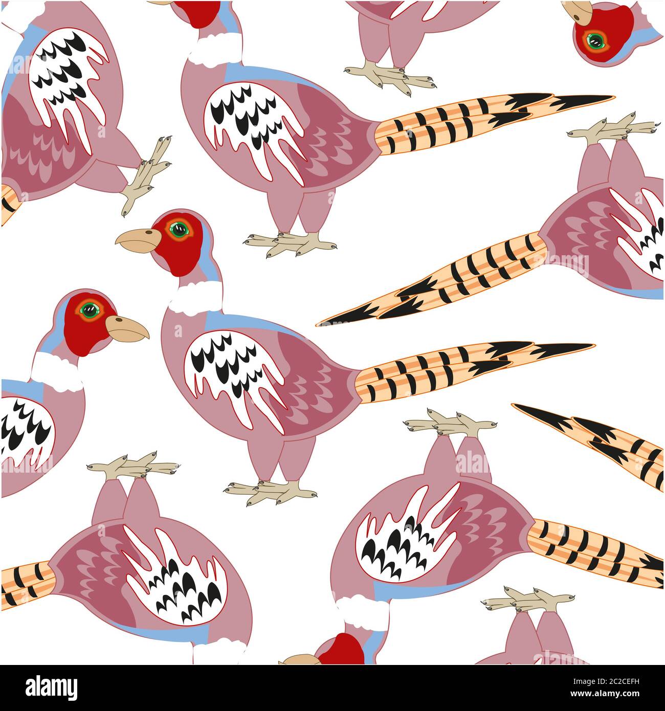 Vector illustration of the decorative pattern of the bird pheasant ...