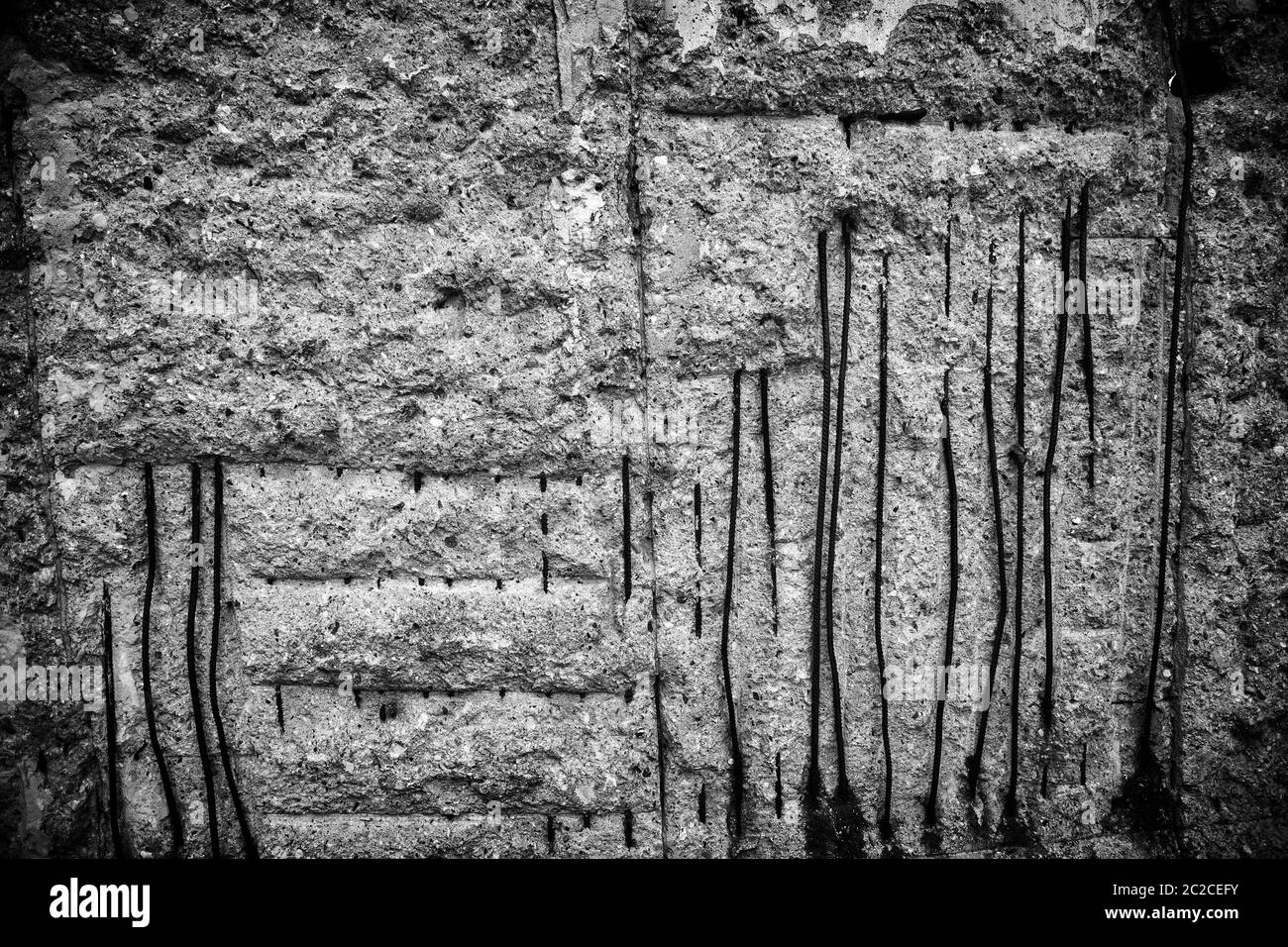 Remains of Berlin wall, detail of old concrete wall, Germany Stock ...