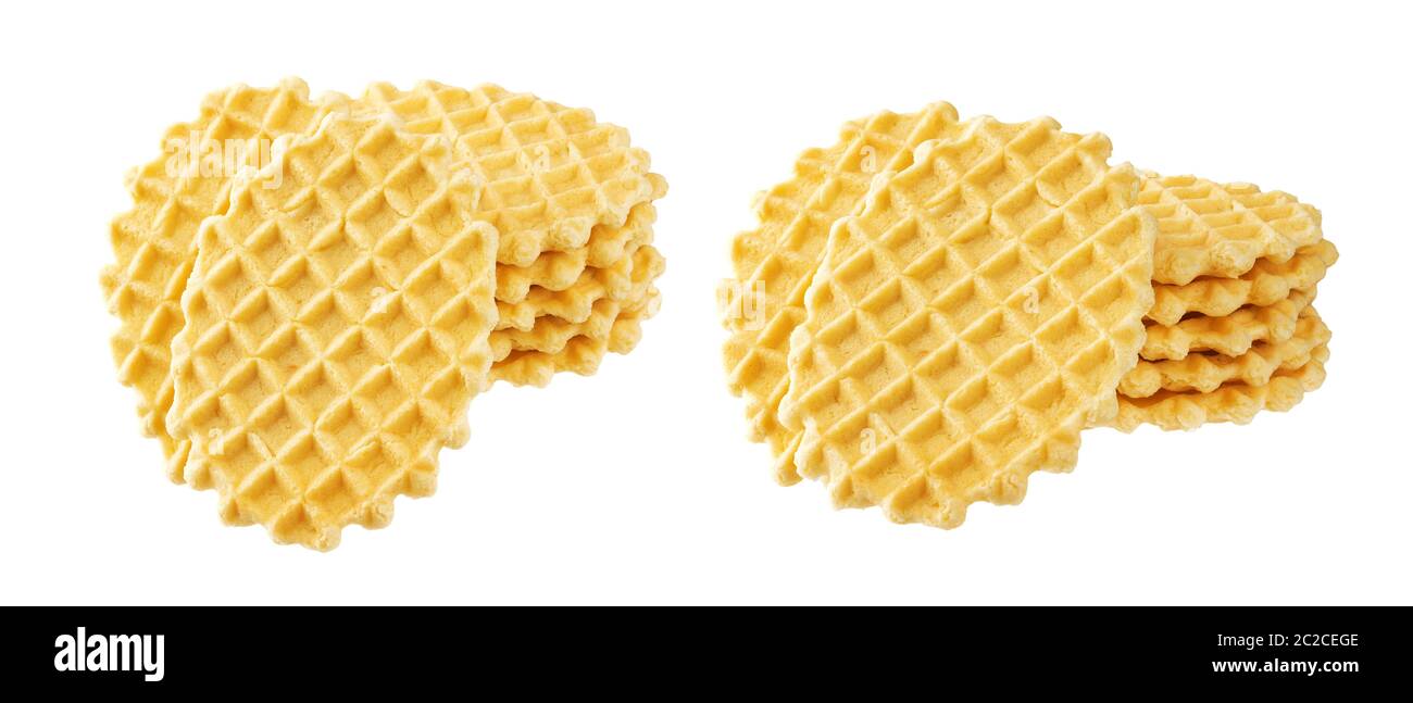 Stack of belgian waffles isolated on white background Stock Photo - Alamy